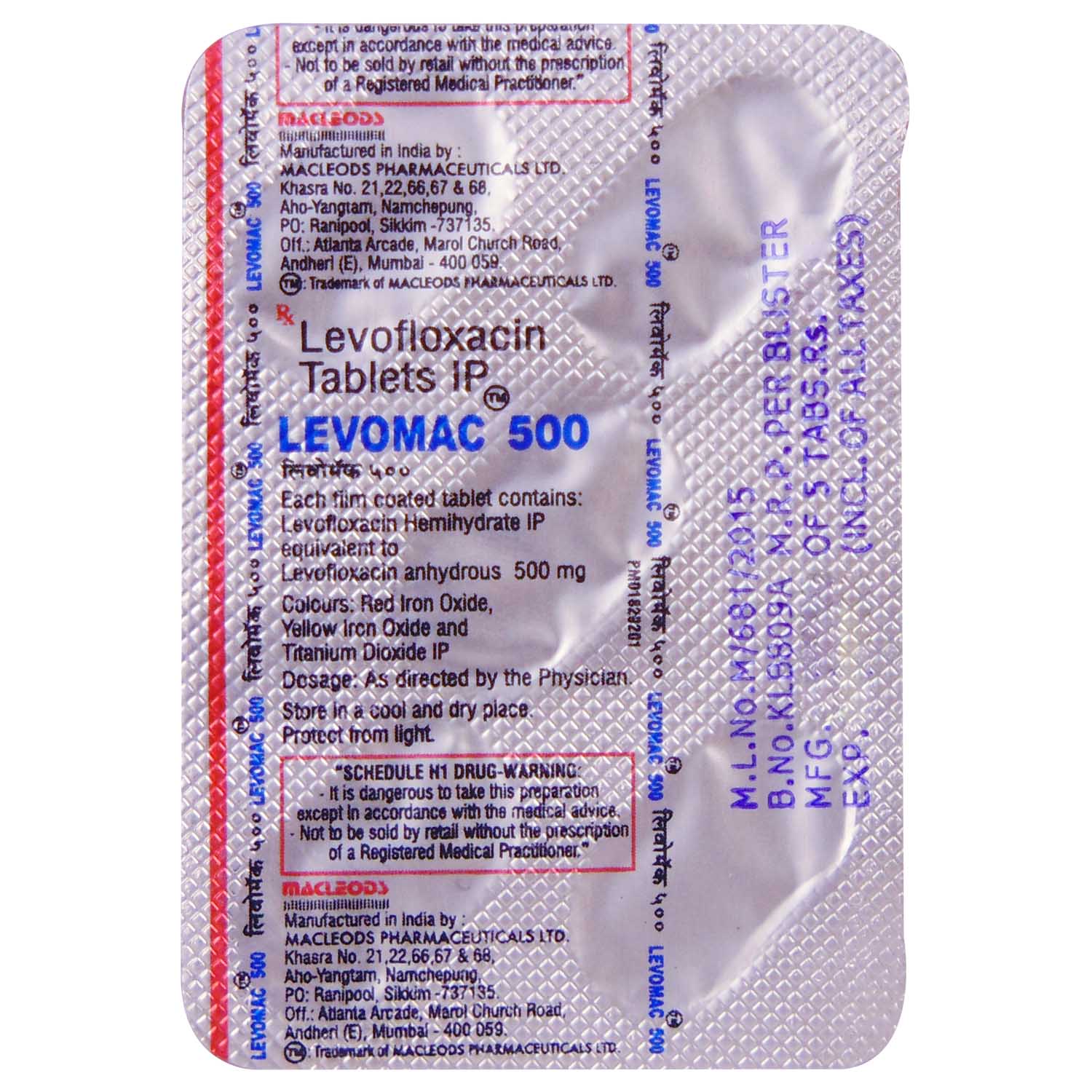 Levomac 500 mg Tablet 5's Price, Uses, Side Effects, Composition ...