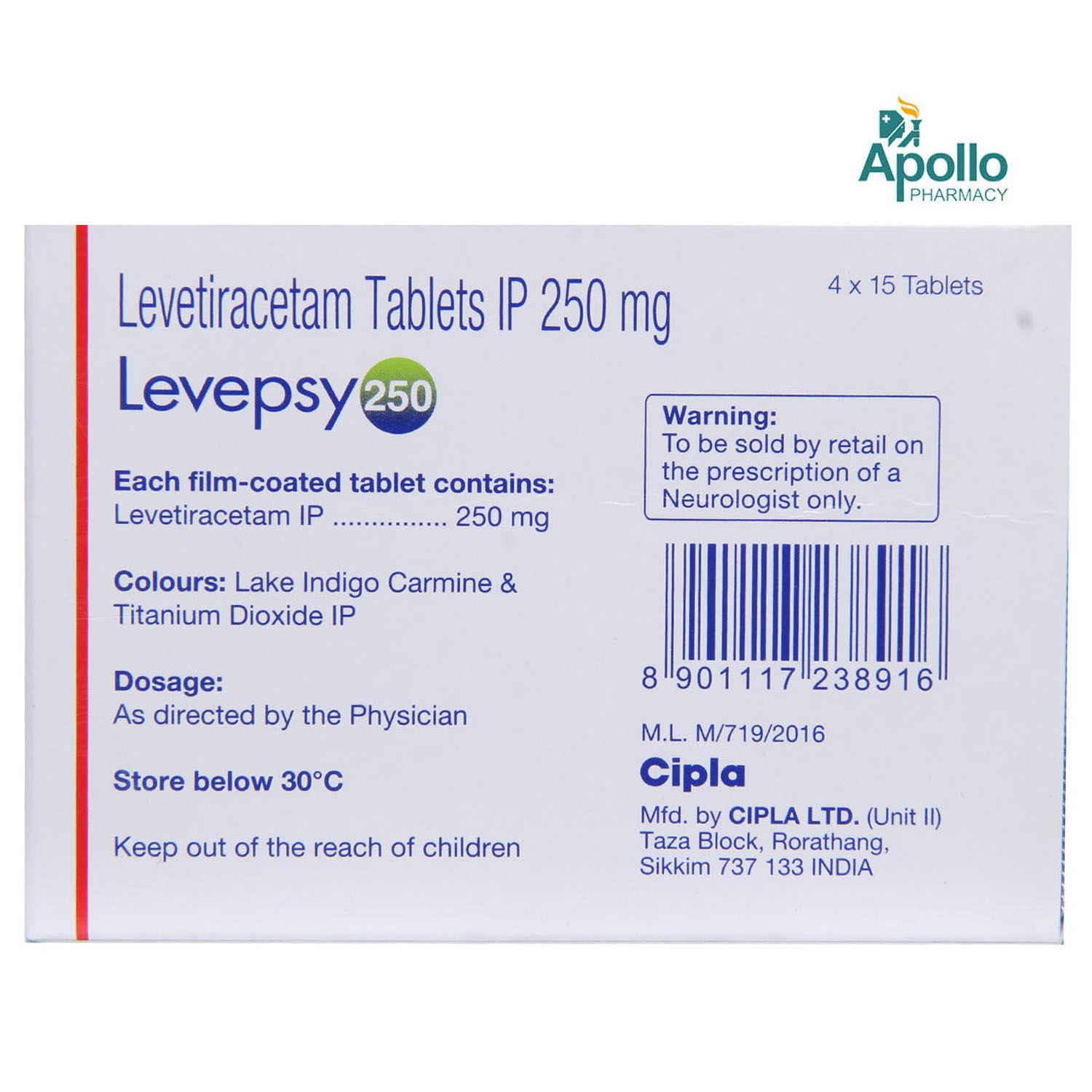 Levepsy 250 Tablet 15's Price, Uses, Side Effects, Composition - Apollo ...