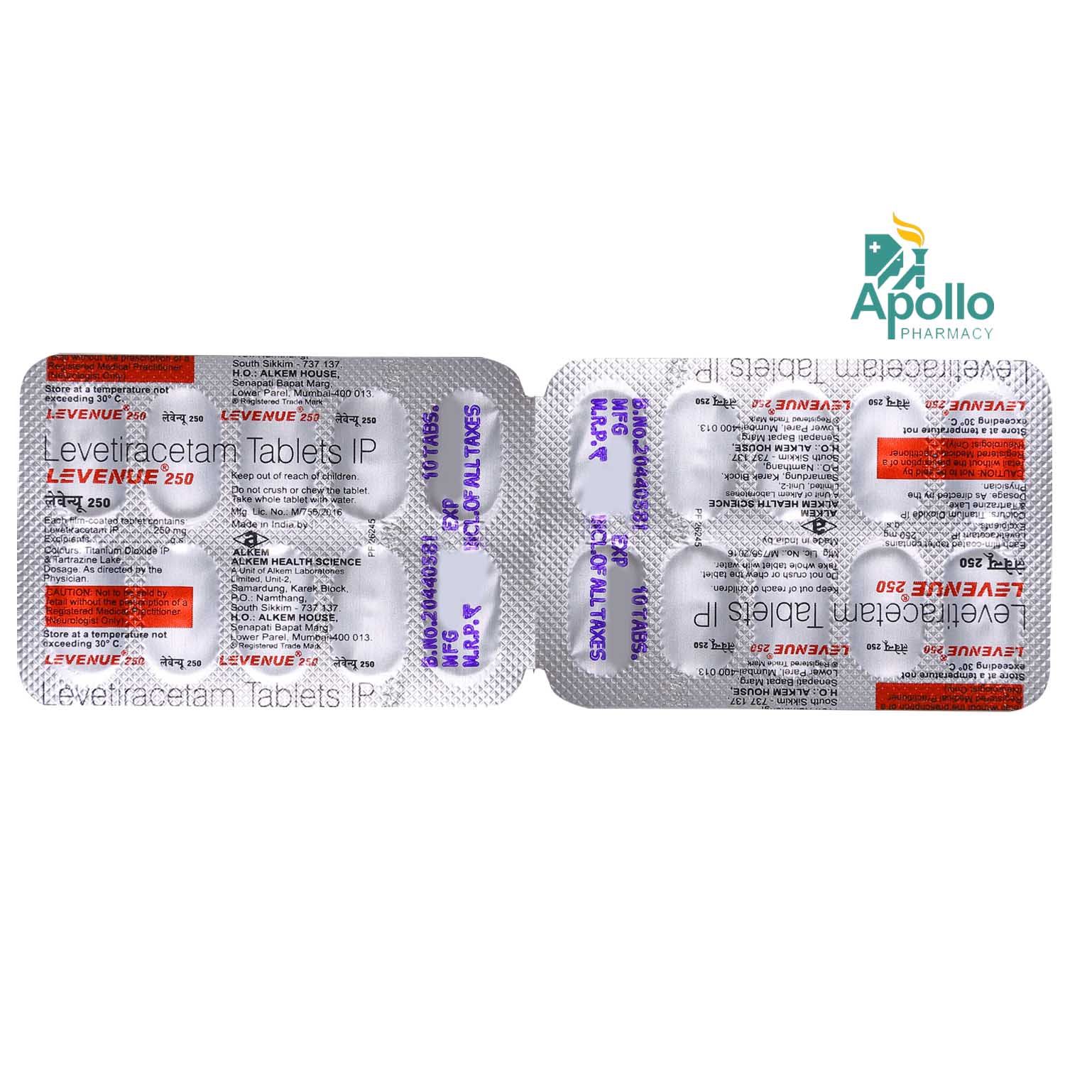 Levenue 250 mg Tablet 10's Price, Uses, Side Effects, Composition ...