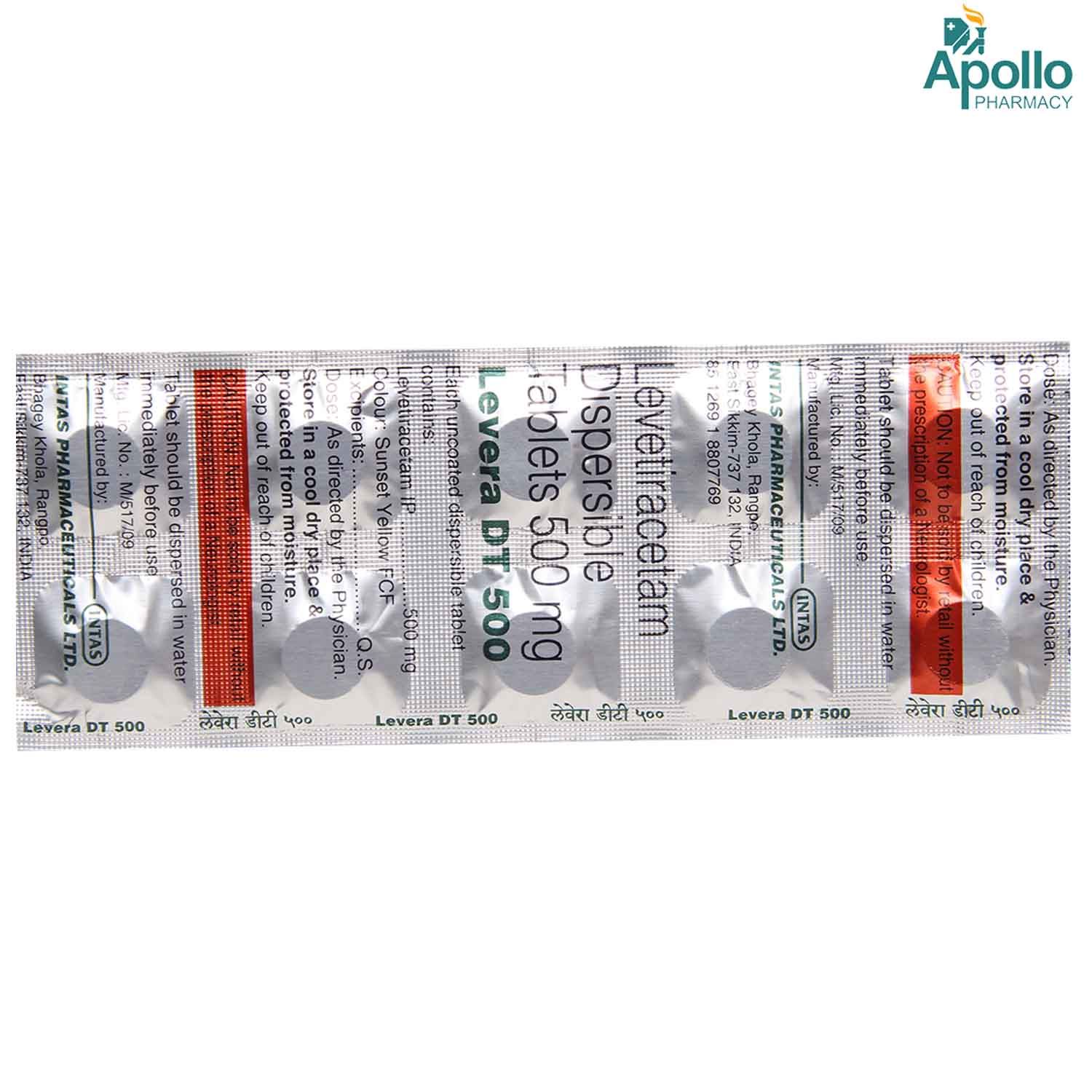 Levera DT 500 Tablet | Uses, Side Effects, Price | Apollo Pharmacy