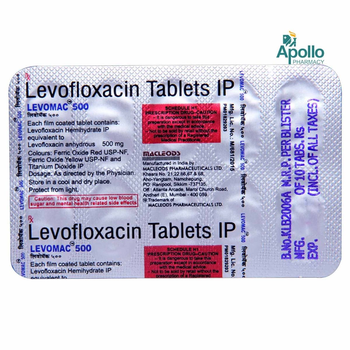 Levomac 500 Tablet 10's Price, Uses, Side Effects, Composition - Apollo ...