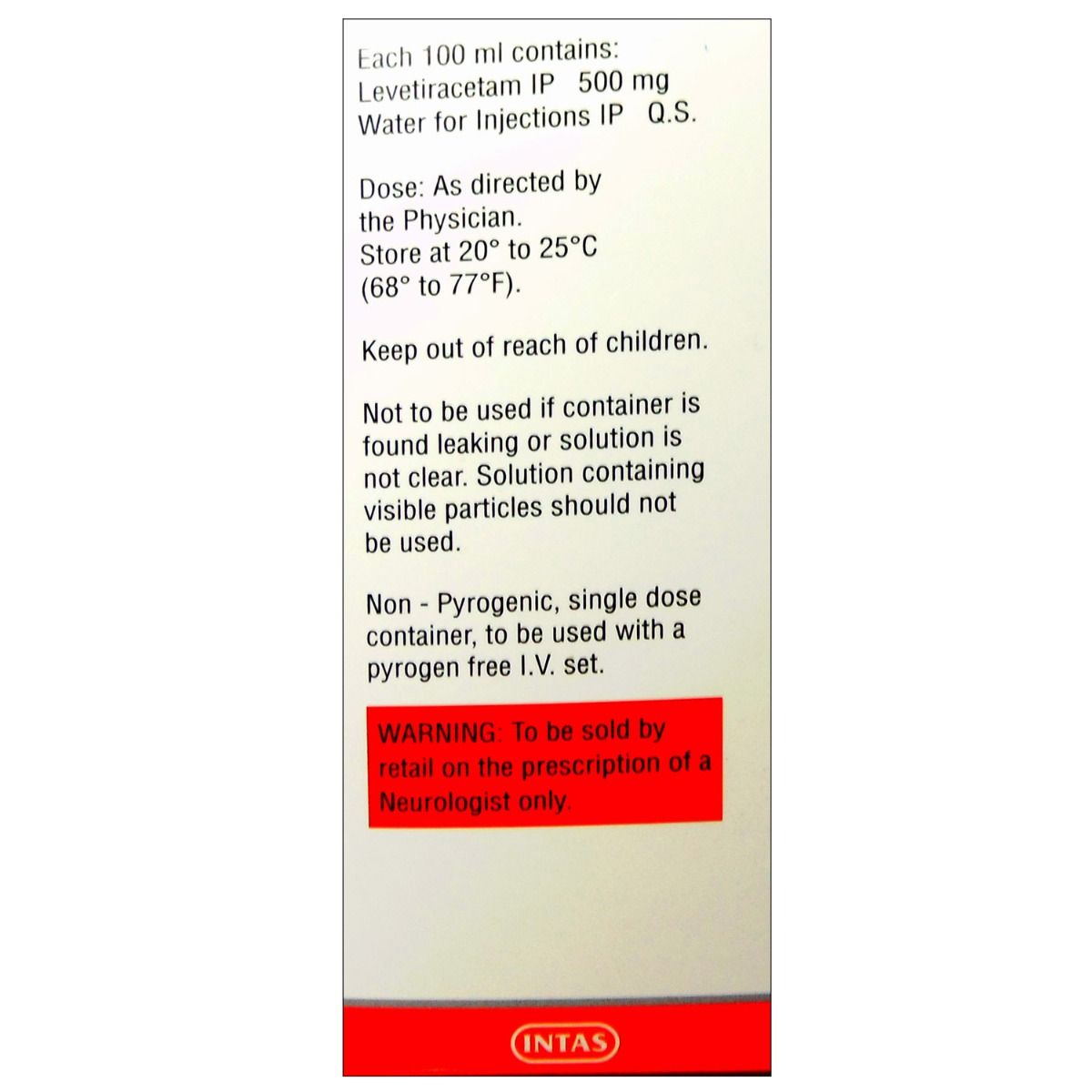 Levera Rtu 500mg Injection 100ml Price, Uses, Side Effects, Composition ...