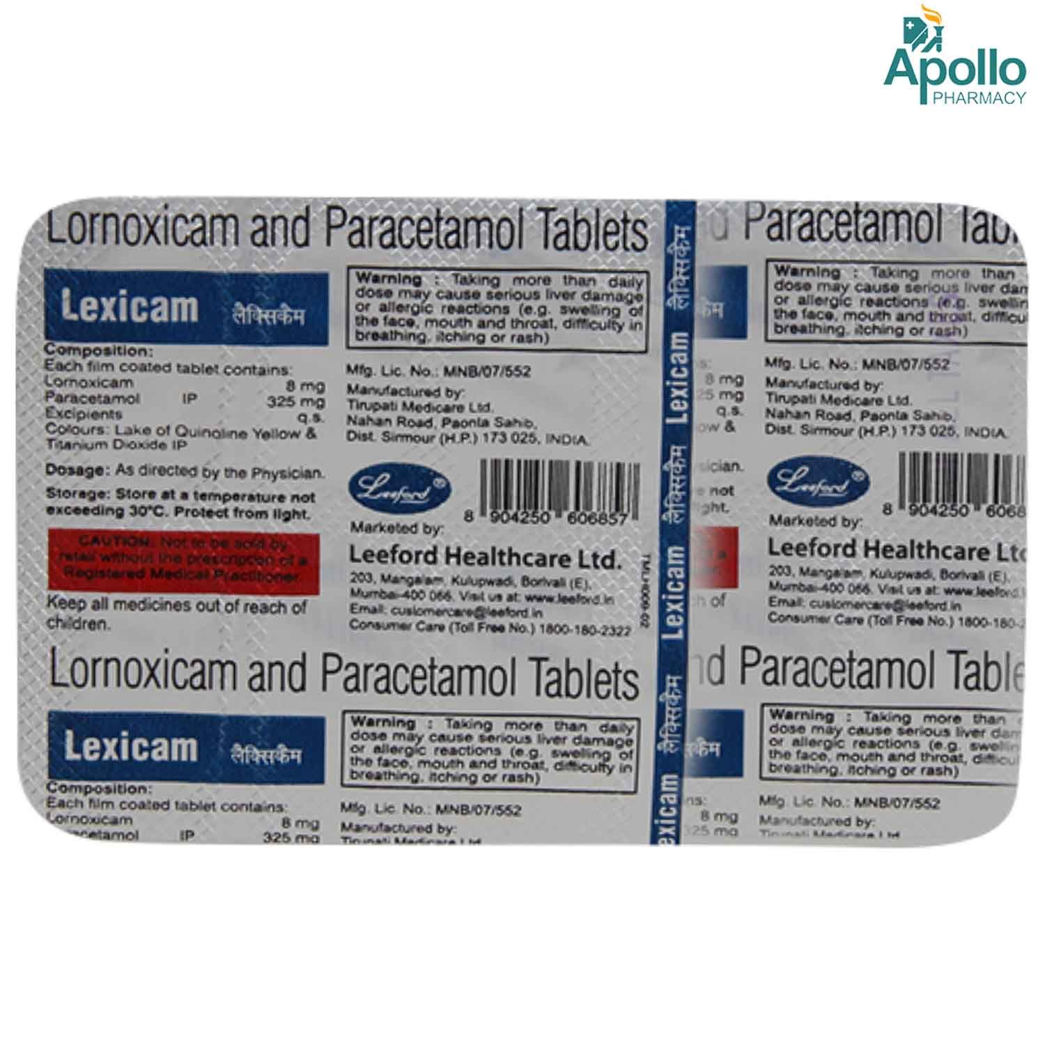 Lexicam Tablet 10's Price, Uses, Side Effects, Composition - Apollo ...