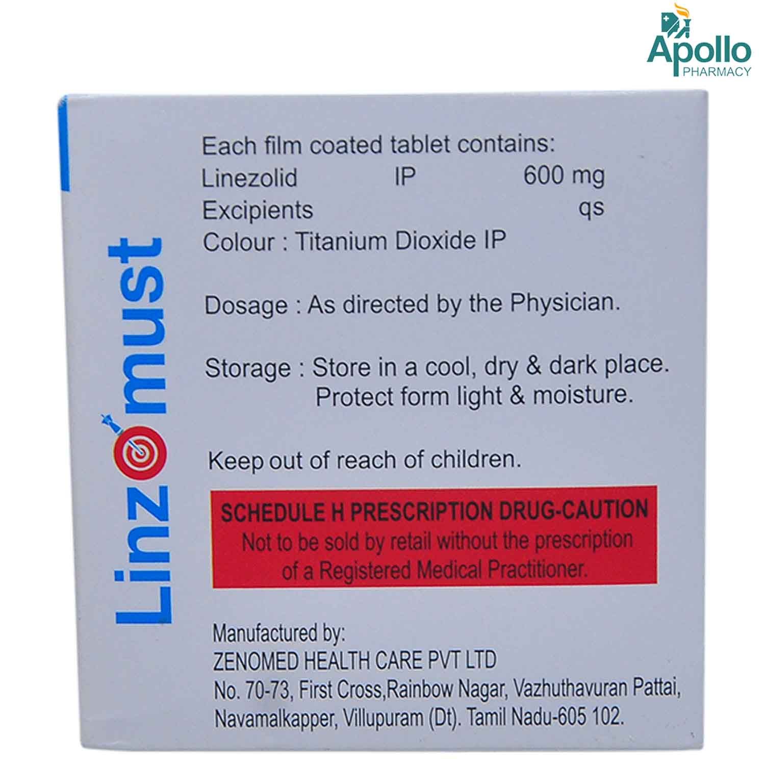 Linzomust 600 mg Tablet 10's Price, Uses, Side Effects, Composition ...