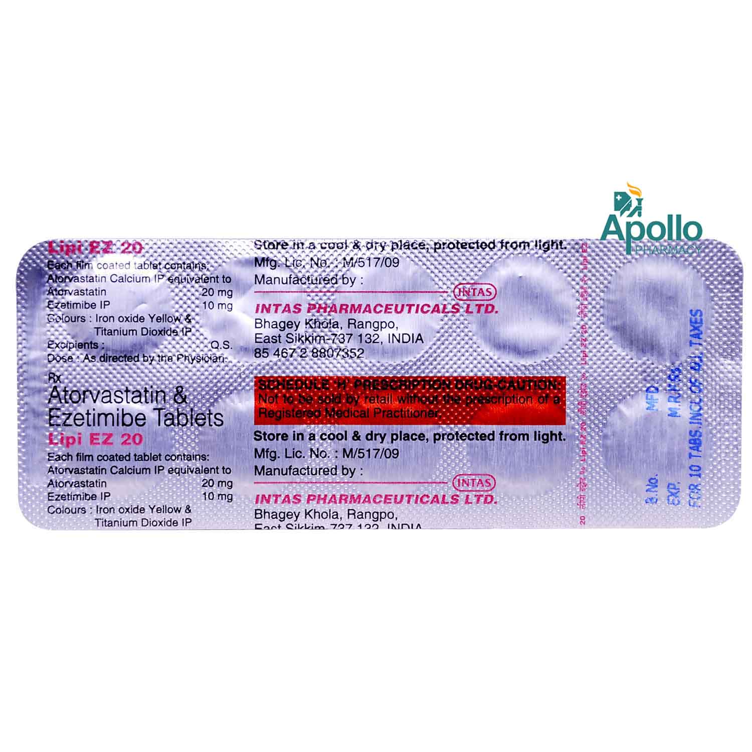 Lipi EZ 20 Tablet 10's Price, Uses, Side Effects, Composition - Apollo ...