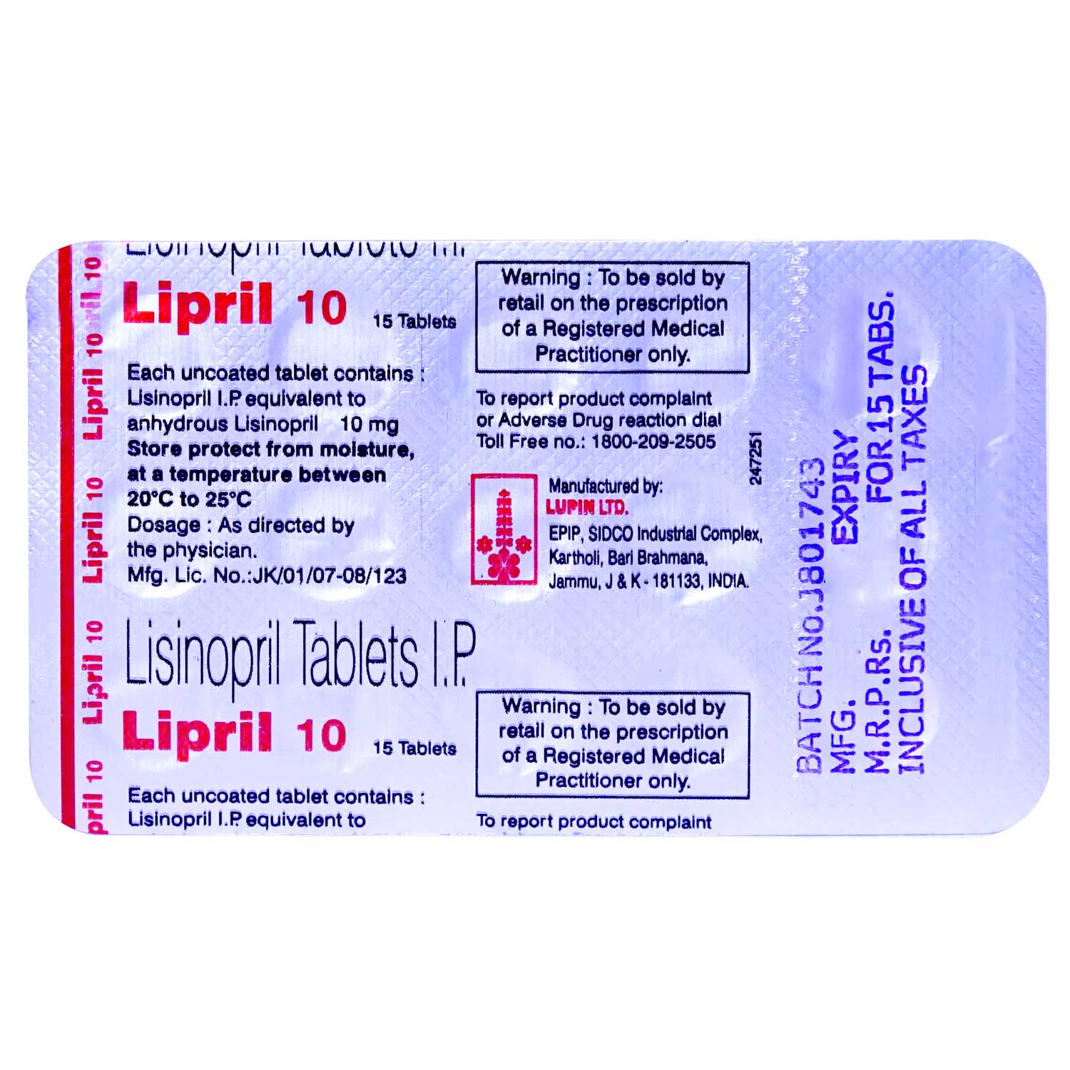 Lipril 10 Tablet | Uses, Side Effects, Price | Apollo Pharmacy