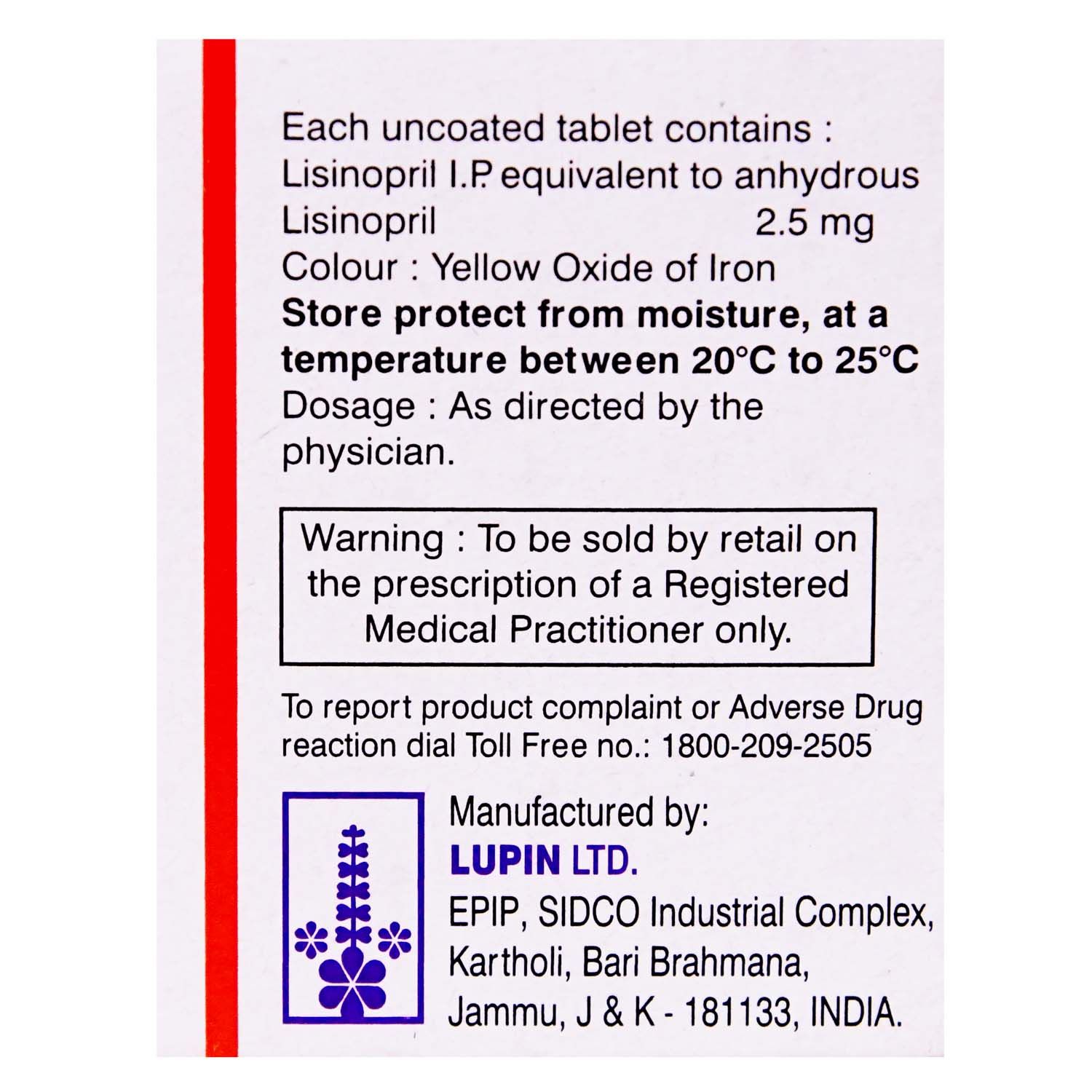 Lipril 2.5 Tablet 15's Price, Uses, Side Effects, Composition - Apollo ...