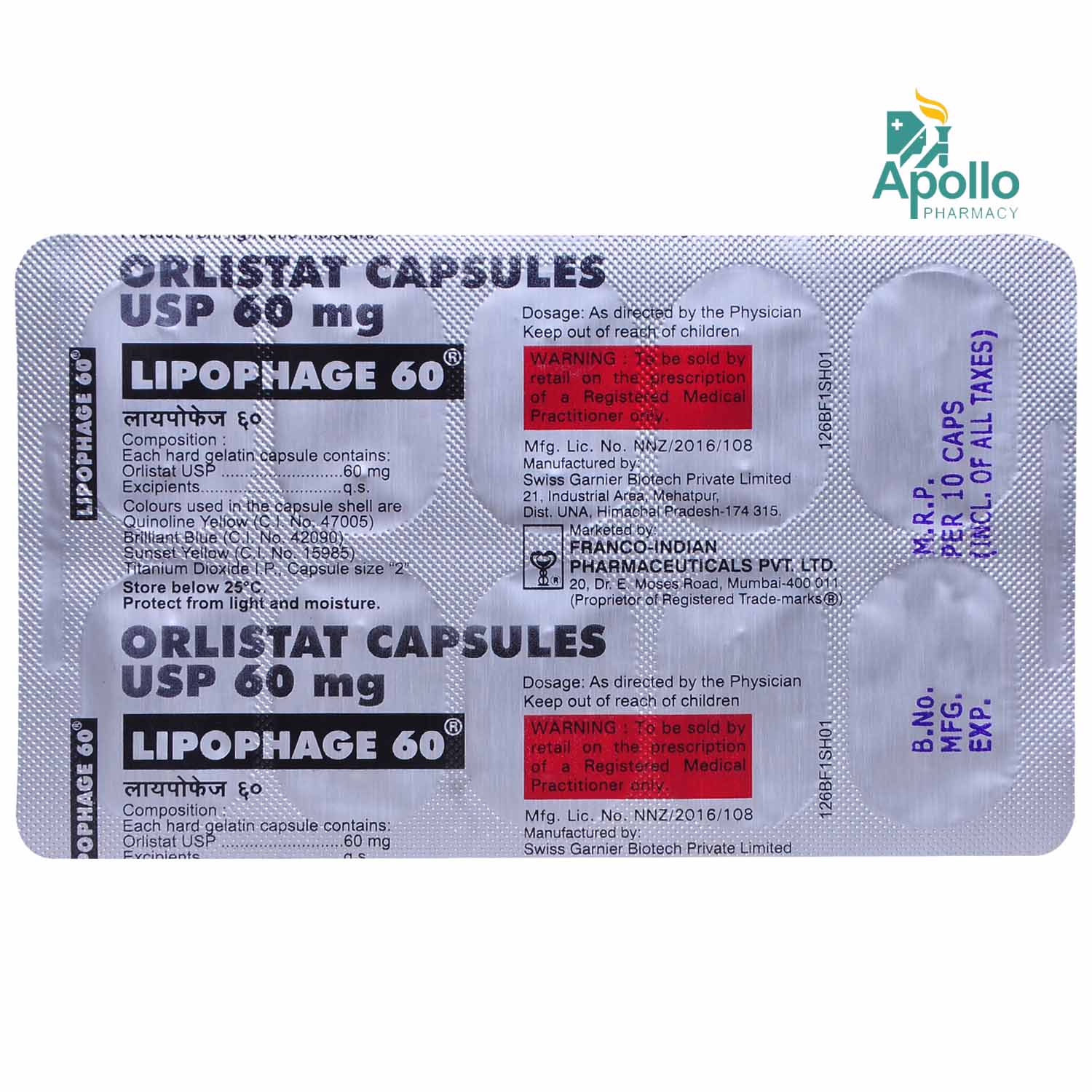Lipophage 60 Capsule 10's Price, Uses, Side Effects, Composition ...