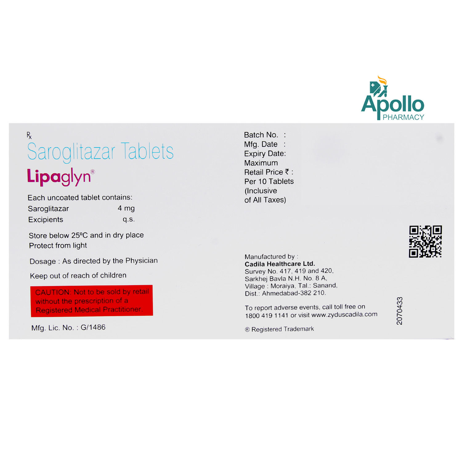 Lipaglyn Tablet 10's Price, Uses, Side Effects, Composition - Apollo ...