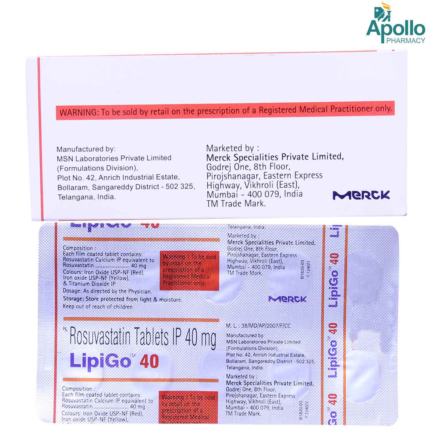 LIPIGO 40MG TABLET 10'S Price, Uses, Side Effects, Composition - Apollo ...