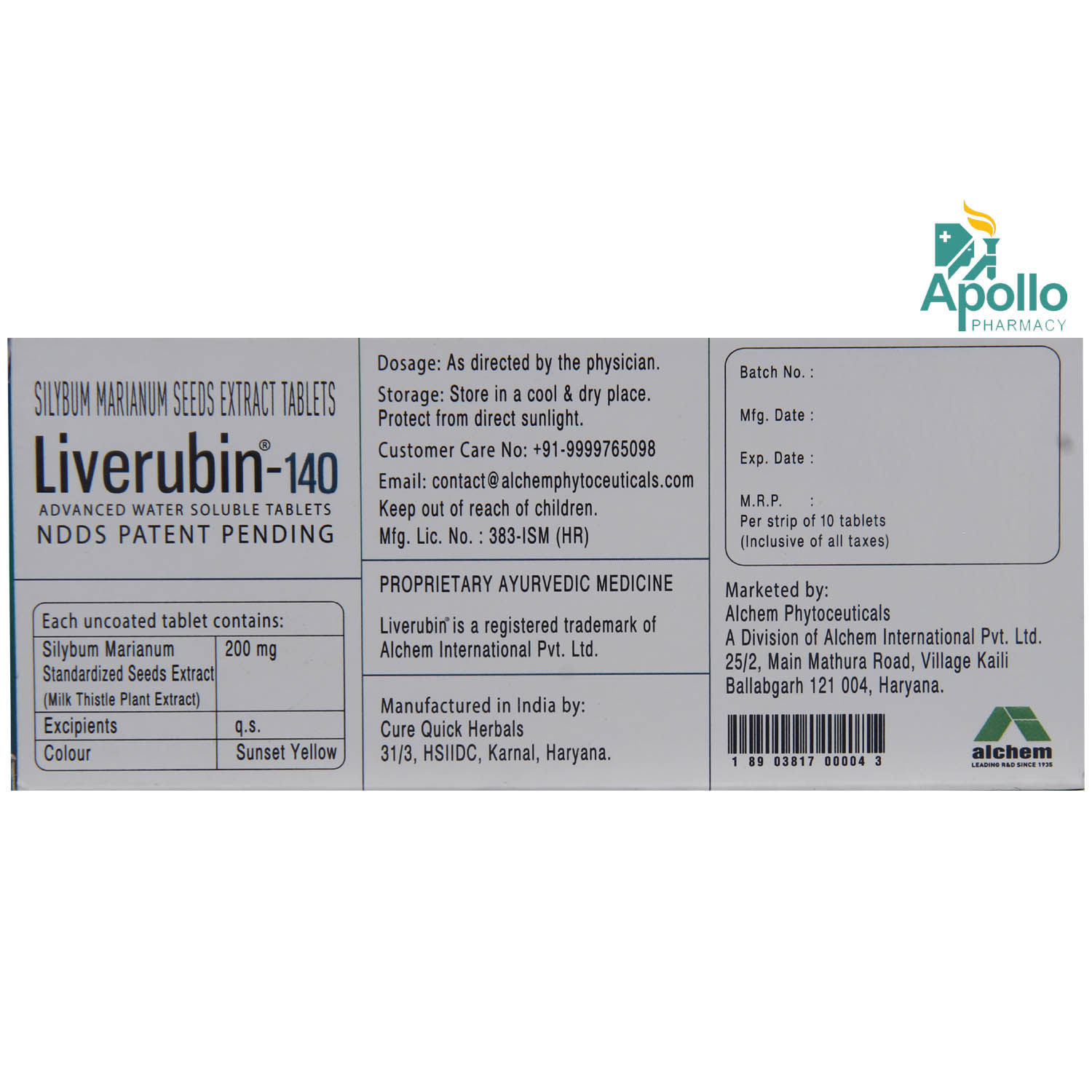Liverubin-140 Tablet 10's Price, Uses, Side Effects, Composition ...