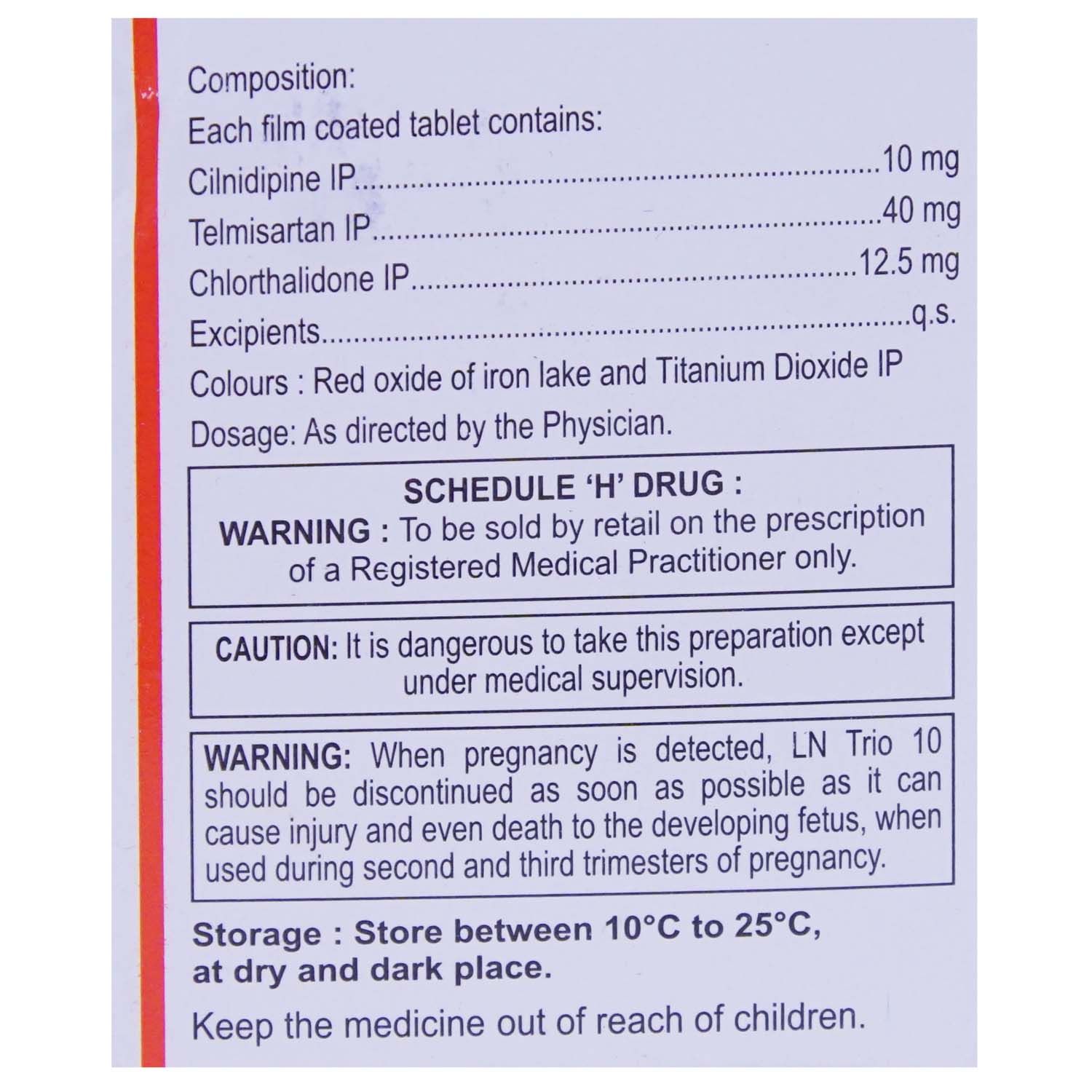 LN Trio 10 Tablet | Uses, Side Effects, Price | Apollo Pharmacy