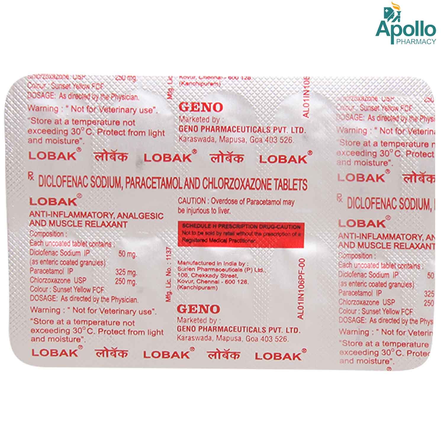 Lobak Tablet 10's Price, Uses, Side Effects, Composition - Apollo Pharmacy