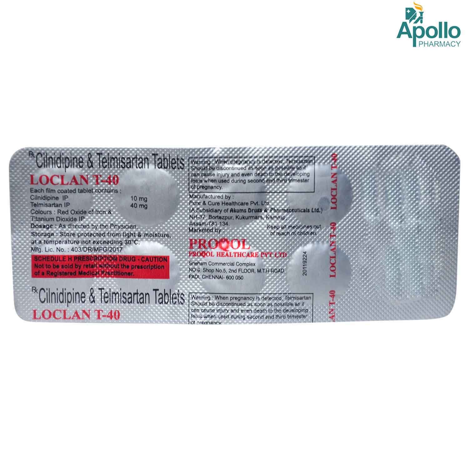 Loclan T-40Mg Tablet 10'S Price, Uses, Side Effects, Composition ...