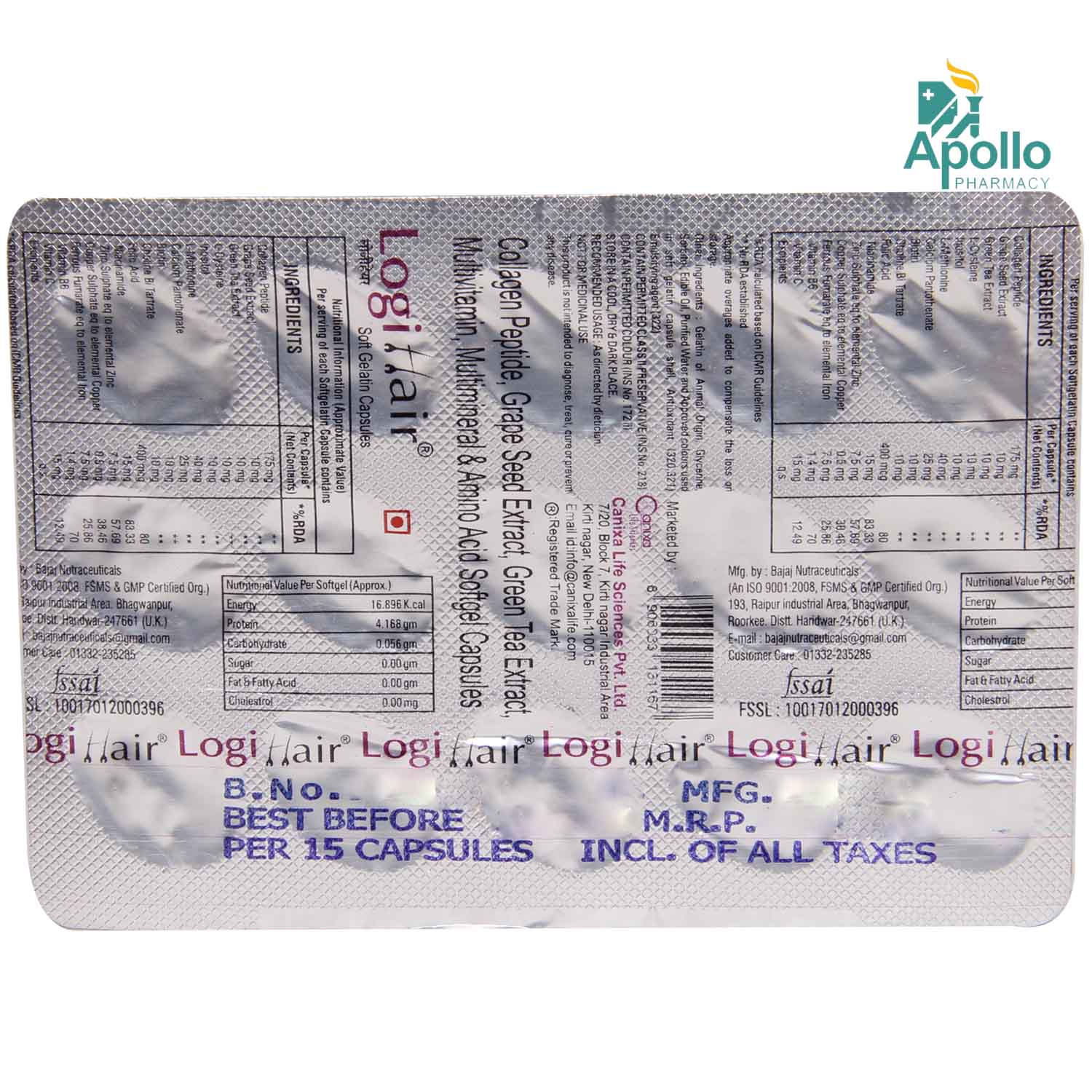 Logihair Capsule 15's Price, Uses, Side Effects, Composition - Apollo ...