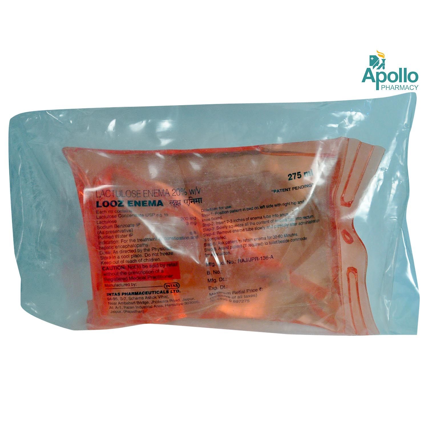 Looz Enema 275 ml Price, Uses, Side Effects, Composition - Apollo Pharmacy