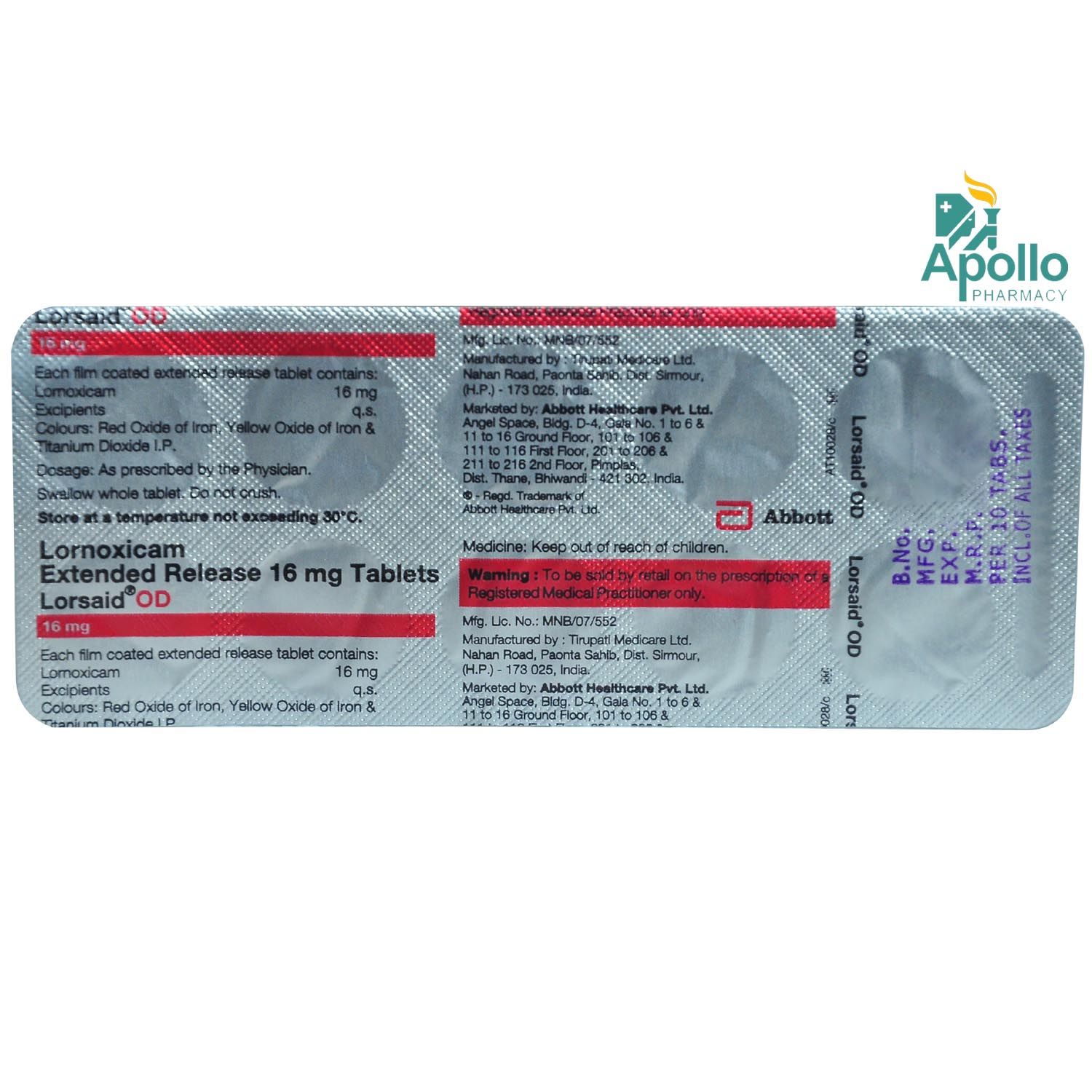 Lorsaid OD Tablet 10's Price, Uses, Side Effects, Composition - Apollo ...
