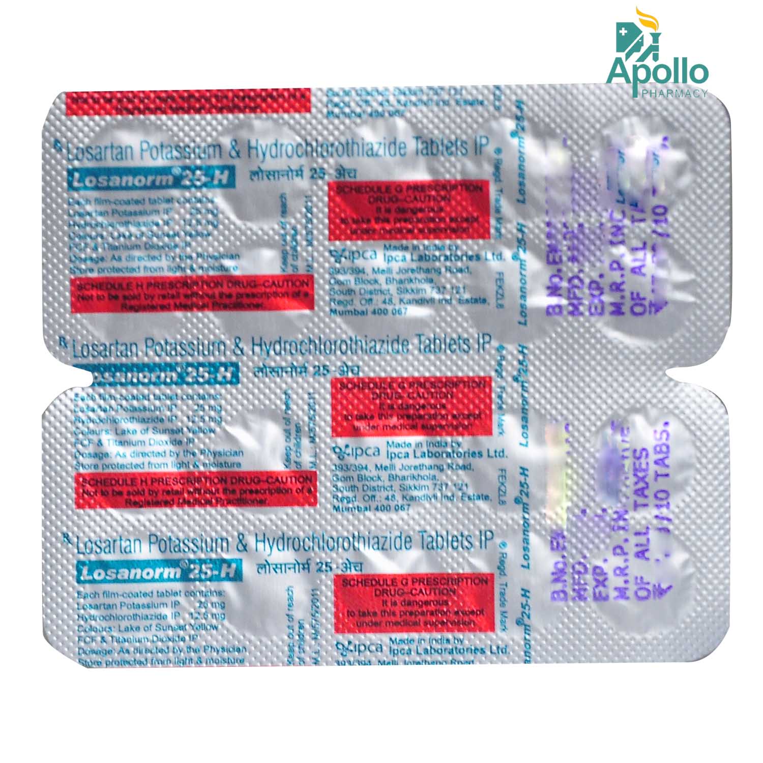 Losanorm 25-H Tablet 10's Price, Uses, Side Effects, Composition ...