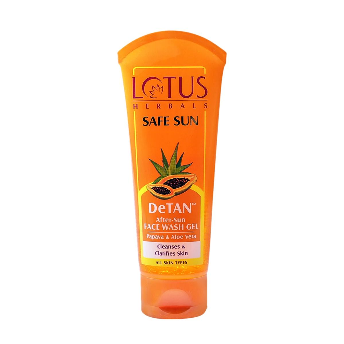 Lotus Herbals Safe Sun DeTan After-Sun Papaya & Aloe Vera Face Wash Gel ...