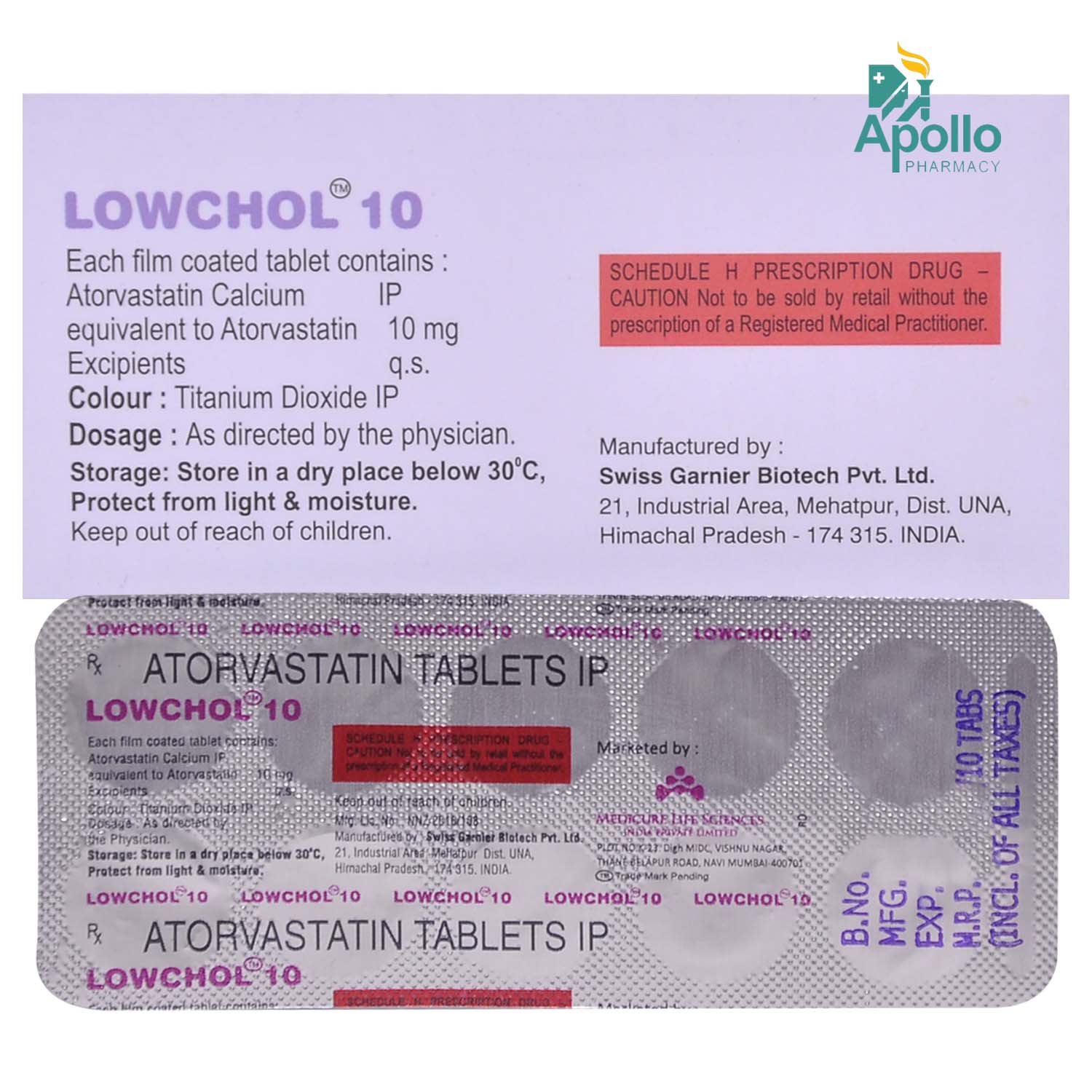 LOWCHOL 10MG TABLET Price, Uses, Side Effects, Composition - Apollo ...