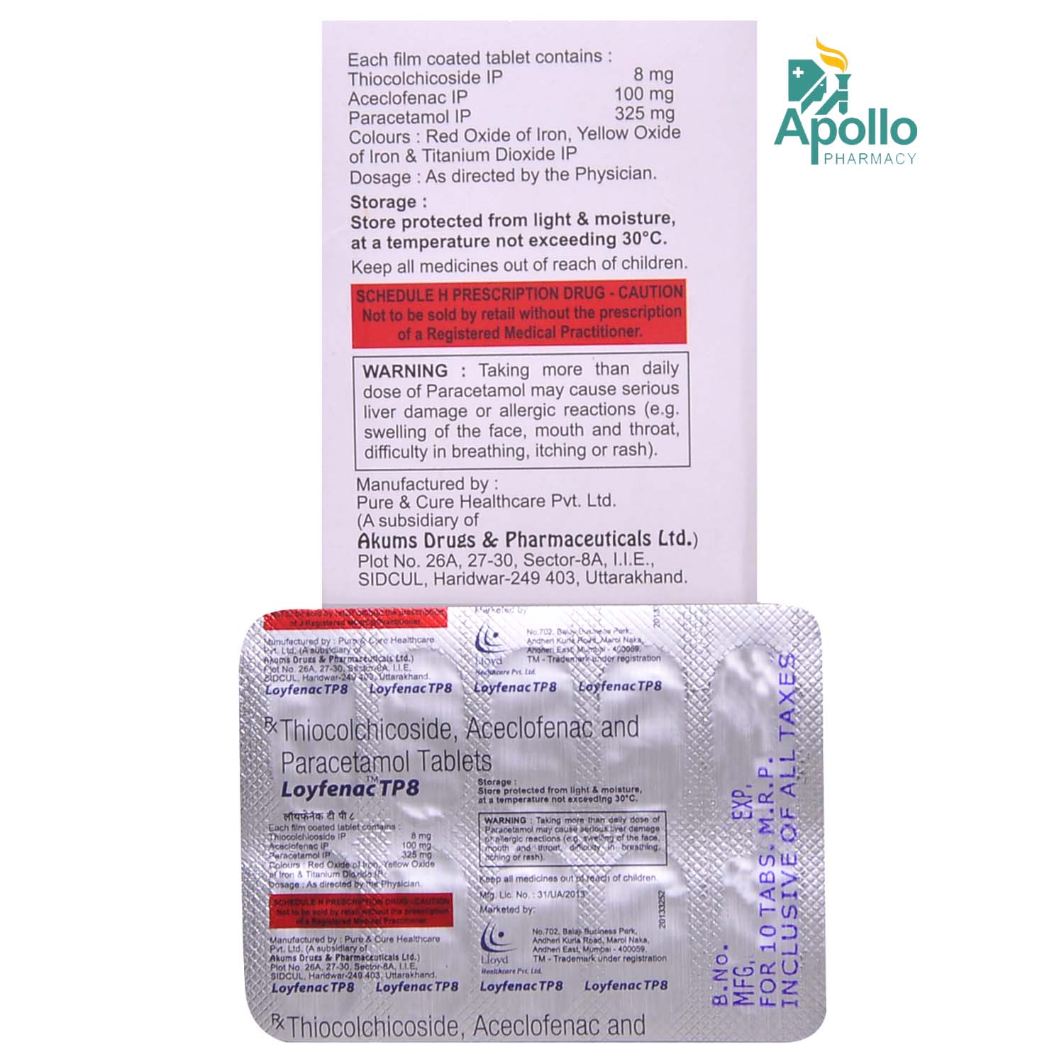 Loyfenac TP 8 Tablet 10's Price, Uses, Side Effects, Composition ...