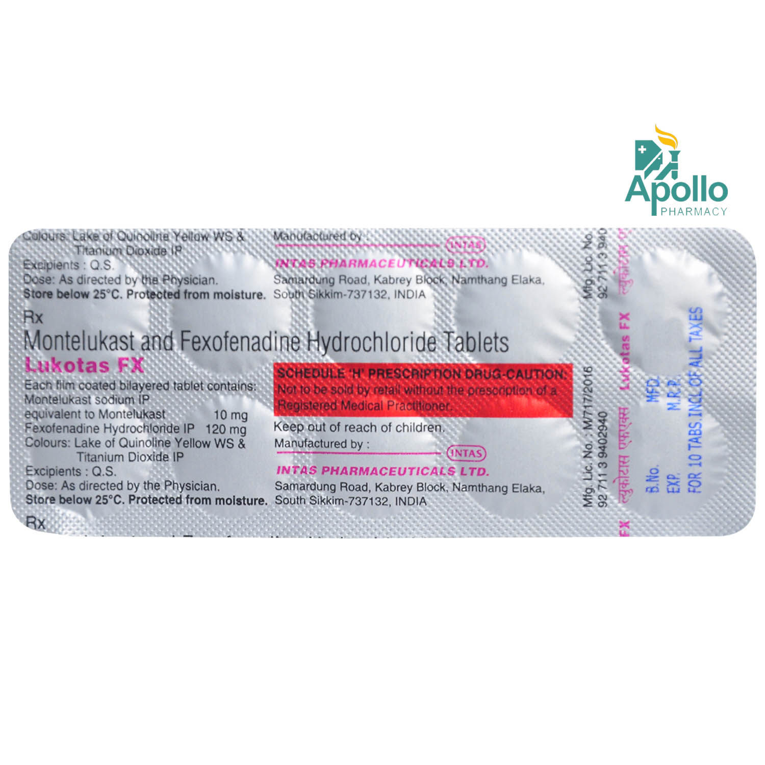 Lukotas FX Tablet 10's Price, Uses, Side Effects, Composition - Apollo ...