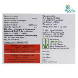 Lupisulin R (Regular) 100IU/ml Injection 3 ml | Uses, Side Effects ...