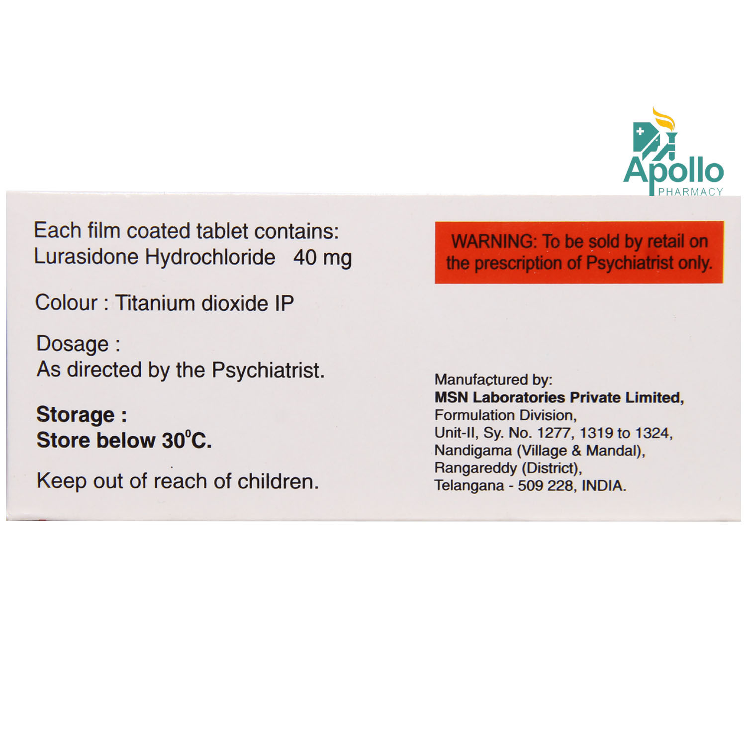 Lurace 40 Tablet 10's Price, Uses, Side Effects, Composition - Apollo ...