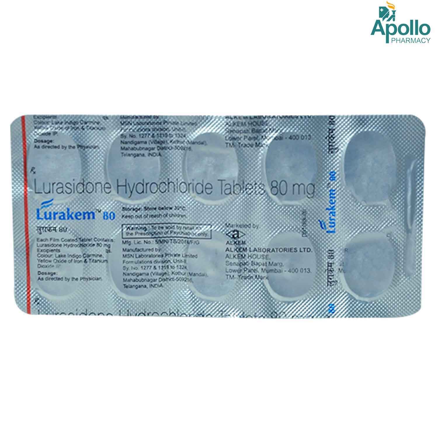 LURAKEM 80MG TABLET 10'S Price, Uses, Side Effects, Composition ...