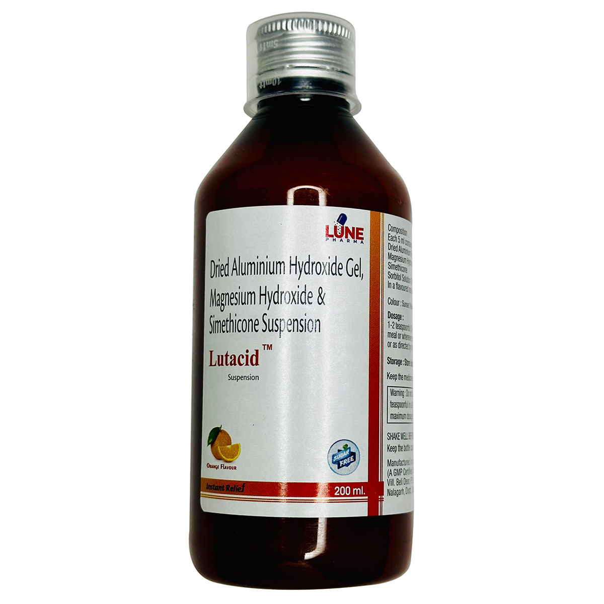Lutacid Sugar Free Orange Flavour Suspension 200 ml | Uses, Side ...
