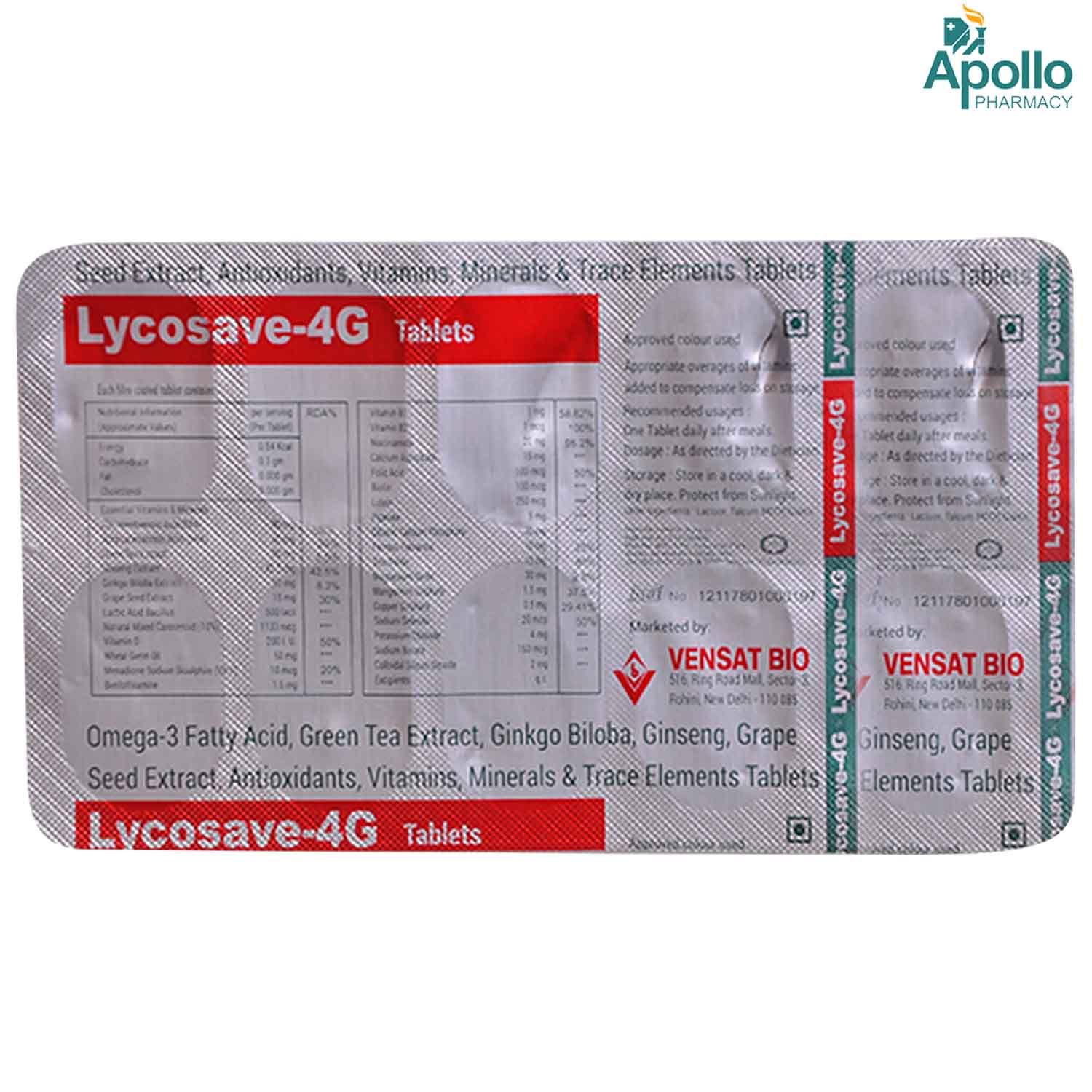 LYCOSAVE 4G TABLET 10'S Price, Uses, Side Effects, Composition - Apollo ...