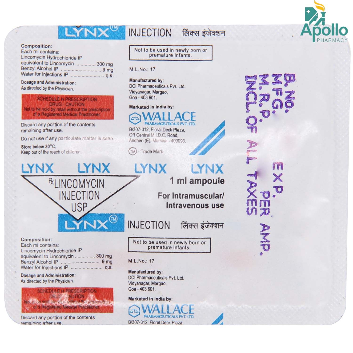 LYNX 300MG INJECTION 1ML Price, Uses, Side Effects, Composition ...