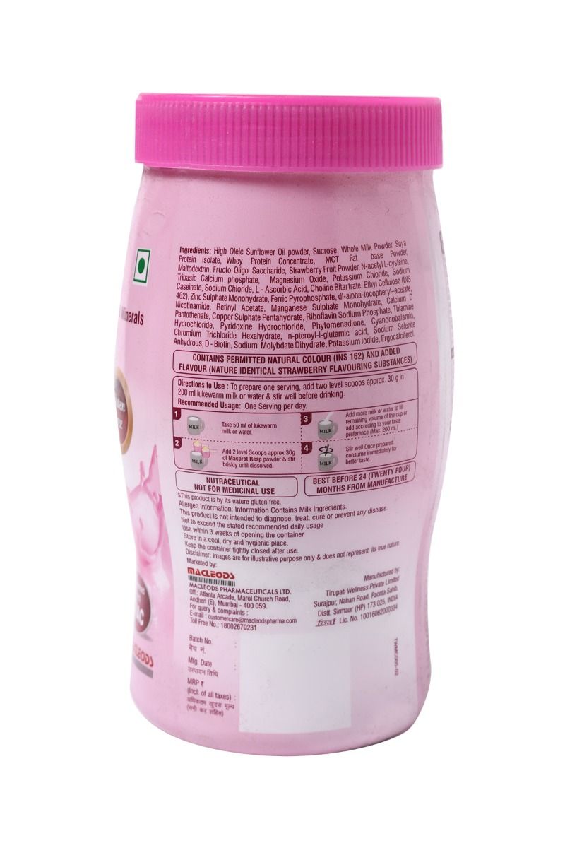 Macprot Resp Strawberry Flavour Powder 200 gm Price, Uses, Side Effects ...