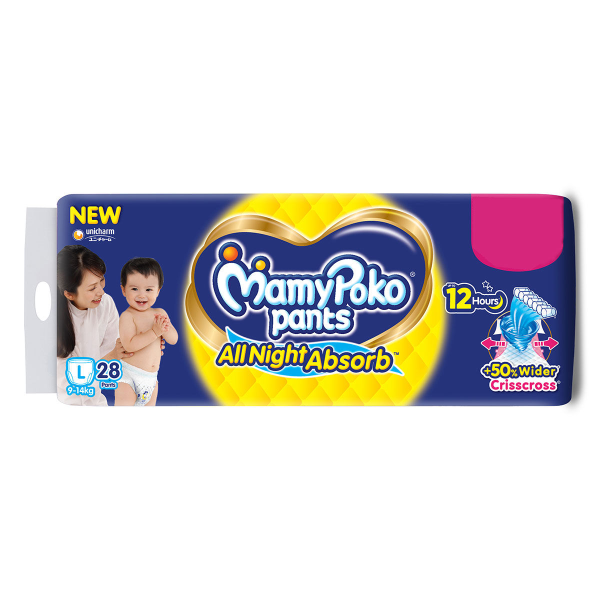 Buy MamyPoko All Night Absorb Diaper Pants Large, 28 Count | 19 Minutes ...