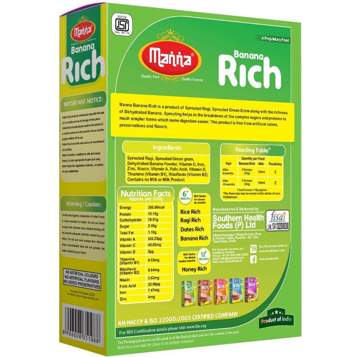 Manna Banana Rich Baby Cereal 6+Months, 200 gm Refill Pack Price, Uses ...