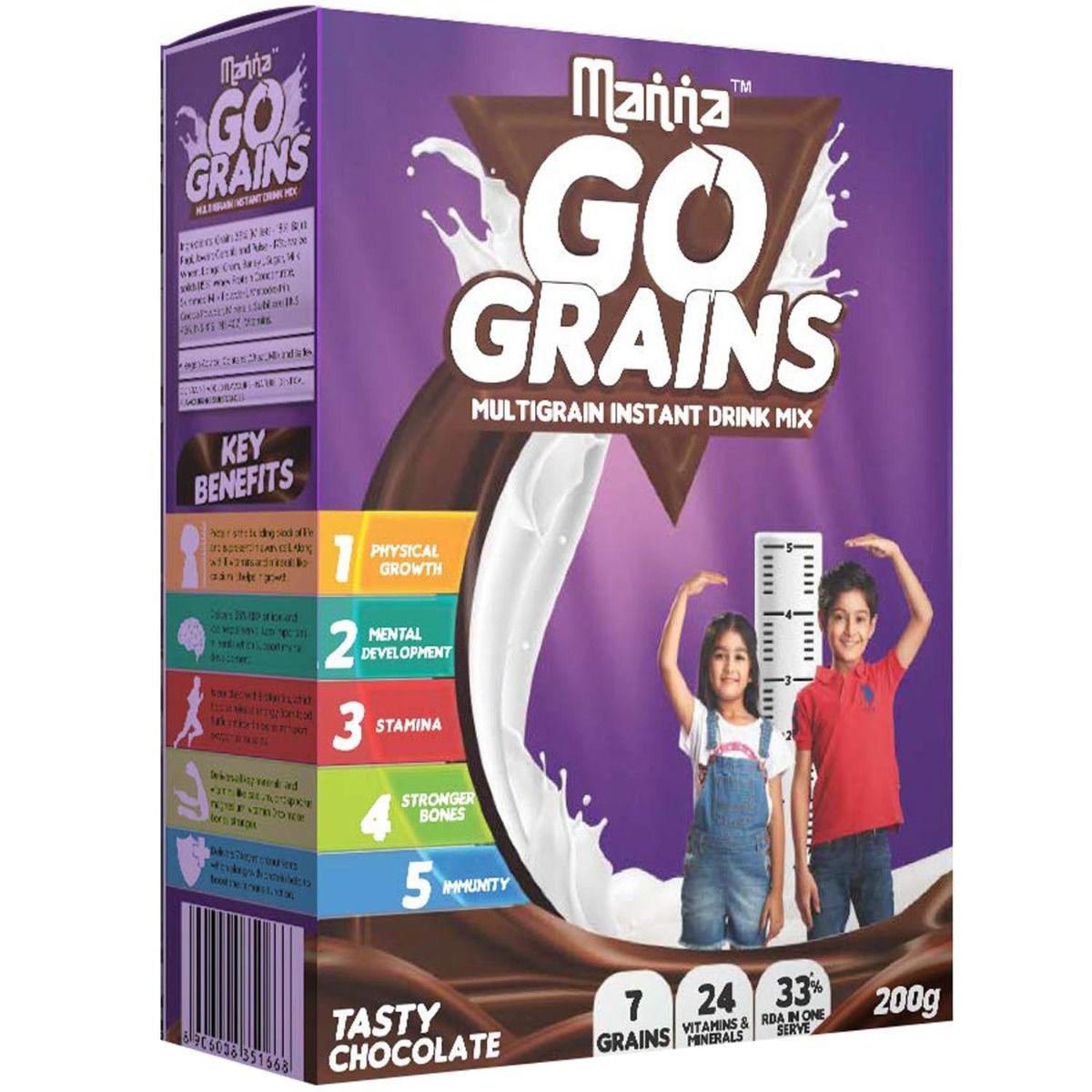 Manna Go Grains Multigrain Chocolate Flavour Instant Drink Mix, 200 gm ...