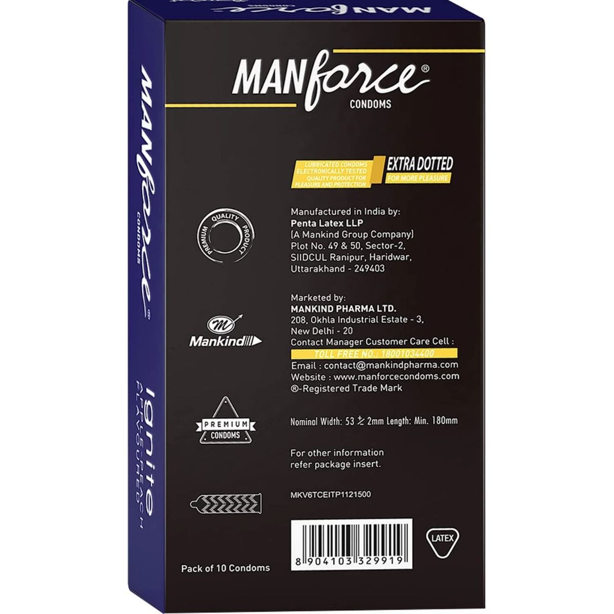 Manforce Ignite Apple-Peach Flavoured Extra Dotted Condoms, 10 Count ...
