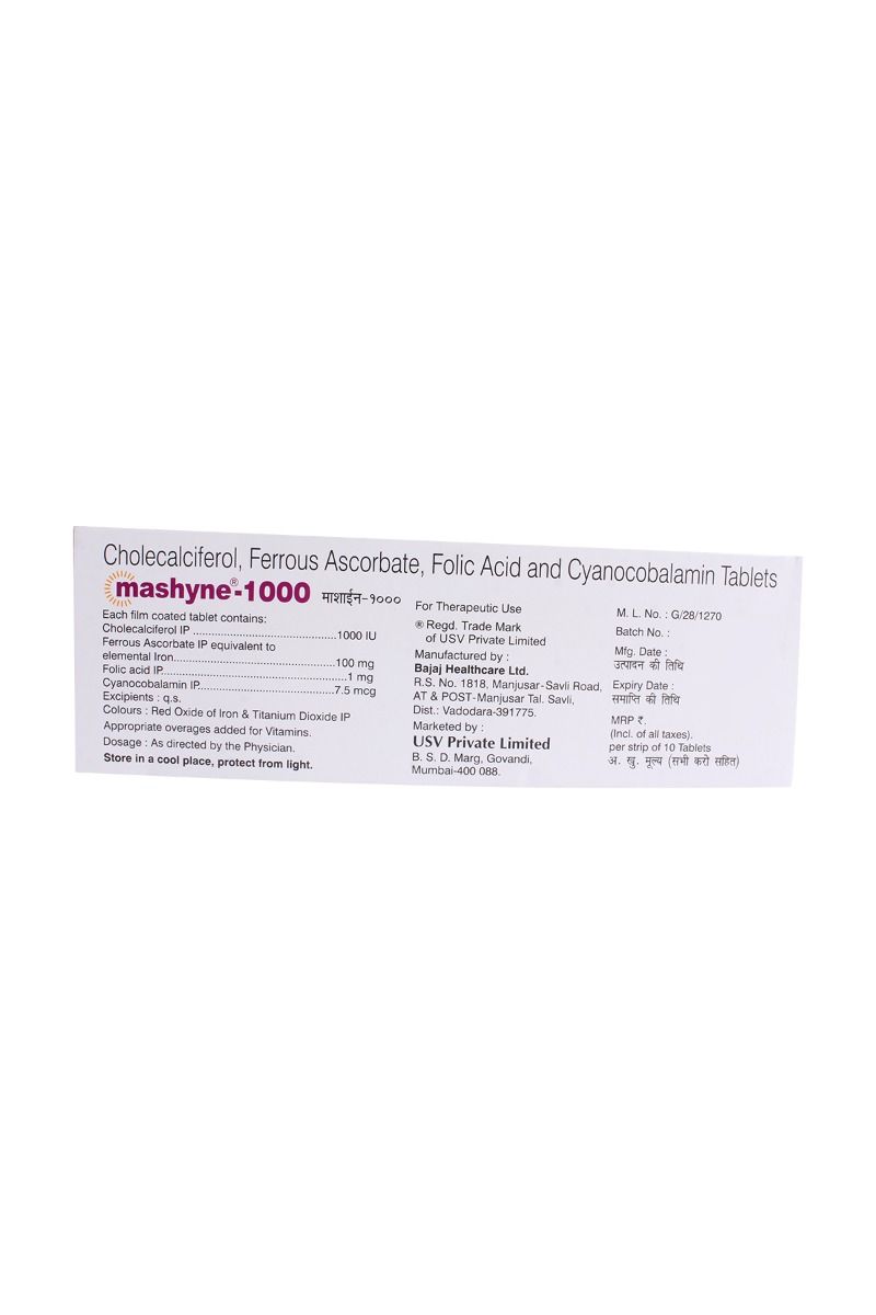 Mashyne-1000 Tablet 10's Price, Uses, Side Effects, Composition ...
