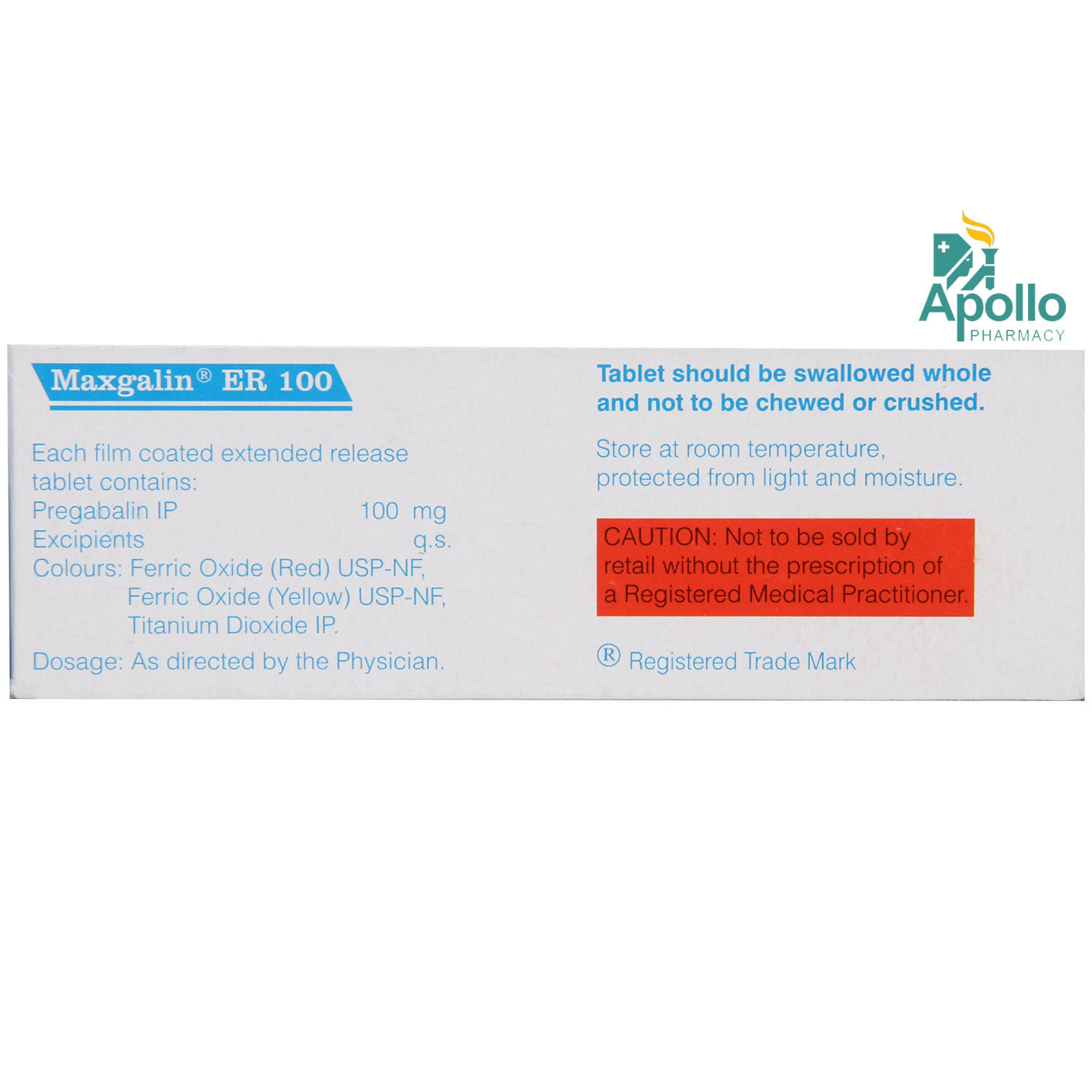 Maxgalin ER 100 Tablet 10's Price, Uses, Side Effects, Composition ...