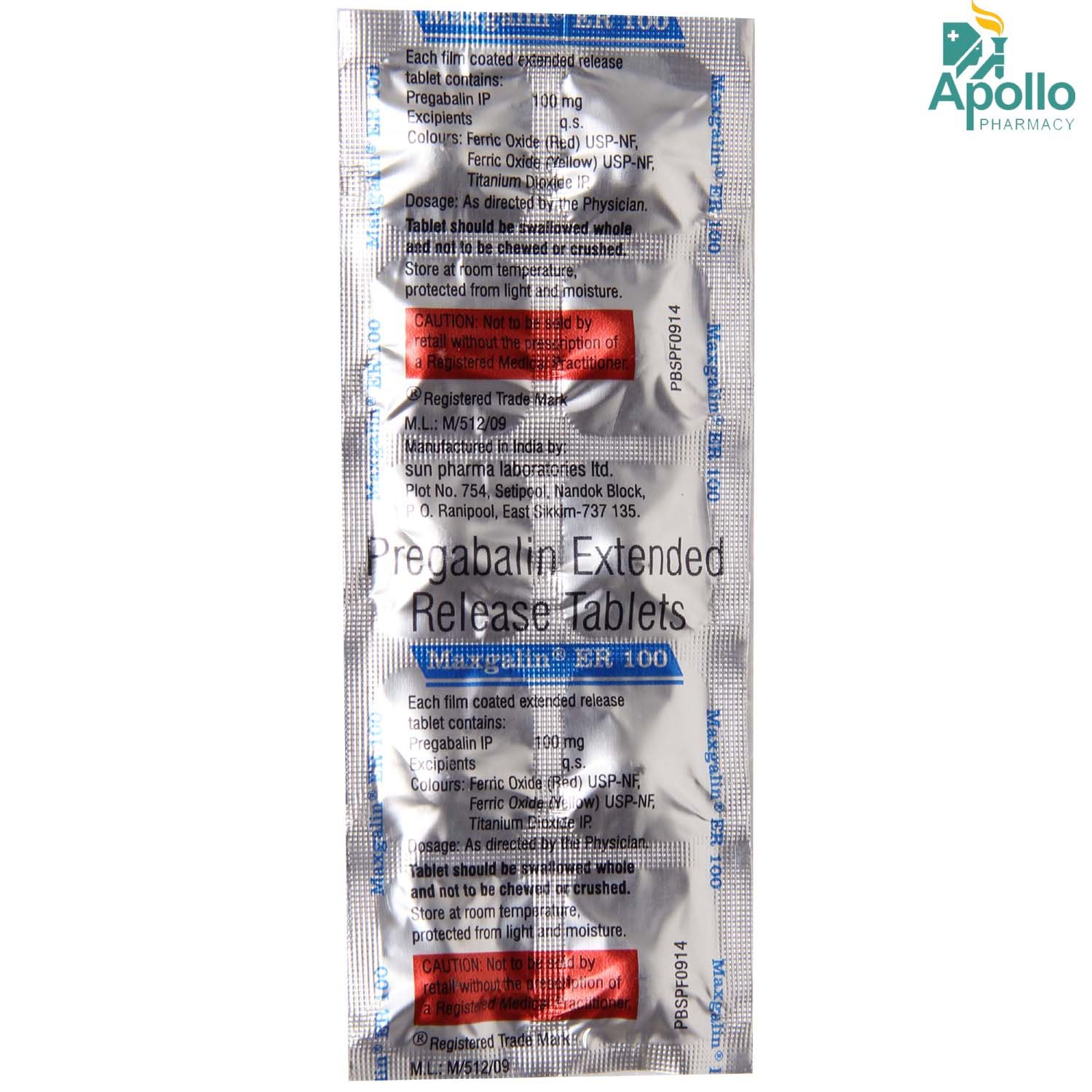 Maxgalin ER 100 Tablet 10's Price, Uses, Side Effects, Composition ...