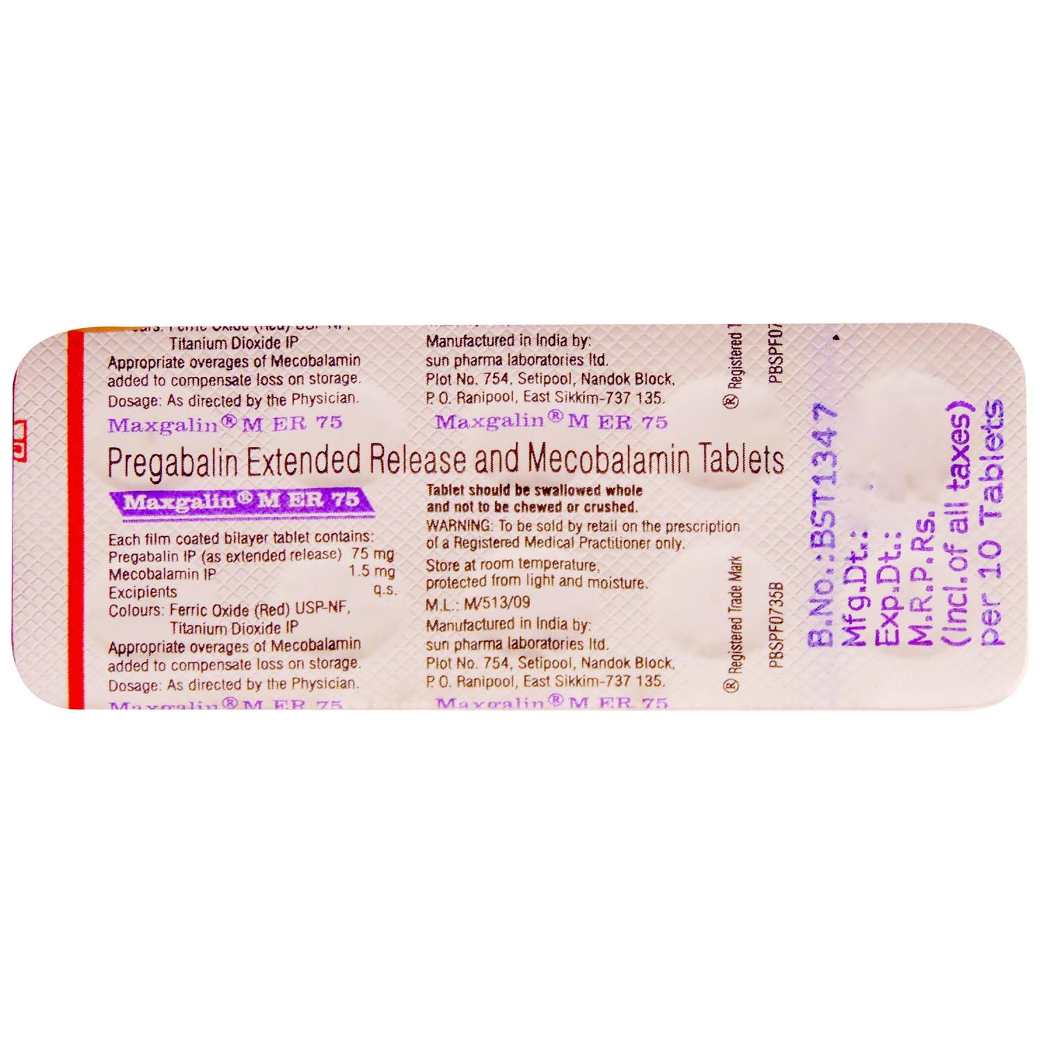 Maxgalin M ER 75 Tablet 10's Price, Uses, Side Effects, Composition ...