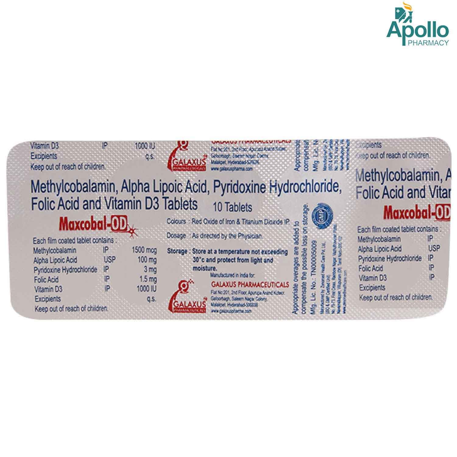 Maxcobal-OD Tablet 10's Price, Uses, Side Effects, Composition - Apollo ...