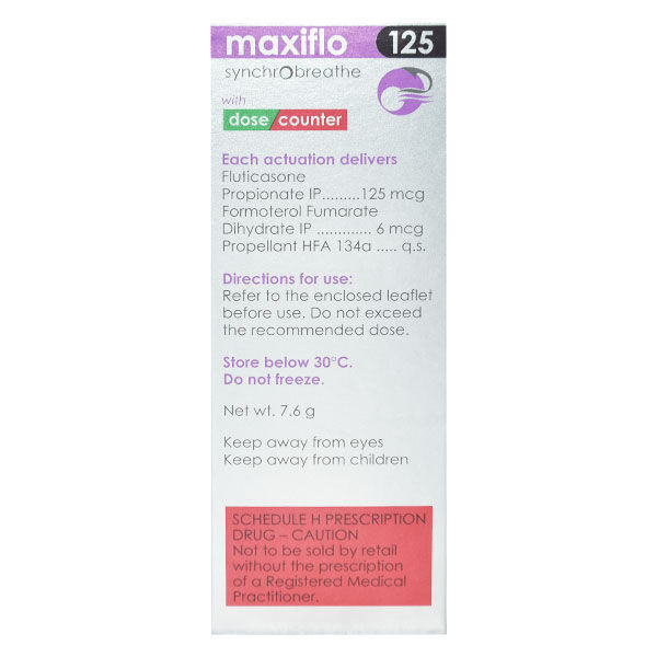 Maxiflo 125 Synchrobreathe Inhaler 120 mdi Price, Uses, Side Effects ...