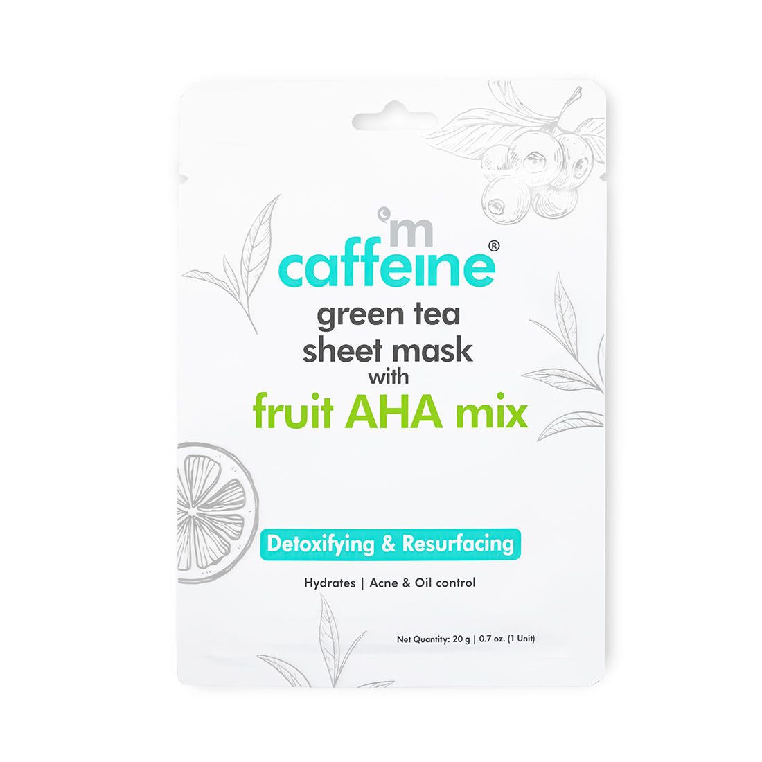 Mcaffeine Green Tea Sheet Mask with Fruit AHA Mix, 20 gm Price, Uses ...