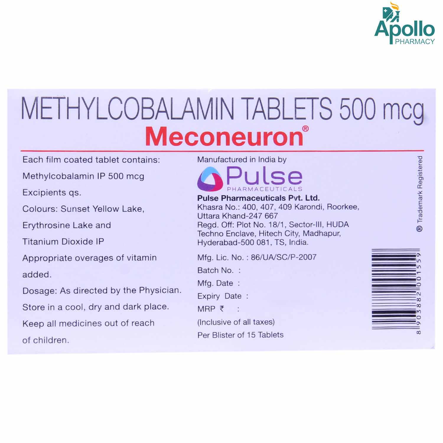 Meconeuron Tablet 15's Price, Uses, Side Effects, Composition - Apollo ...