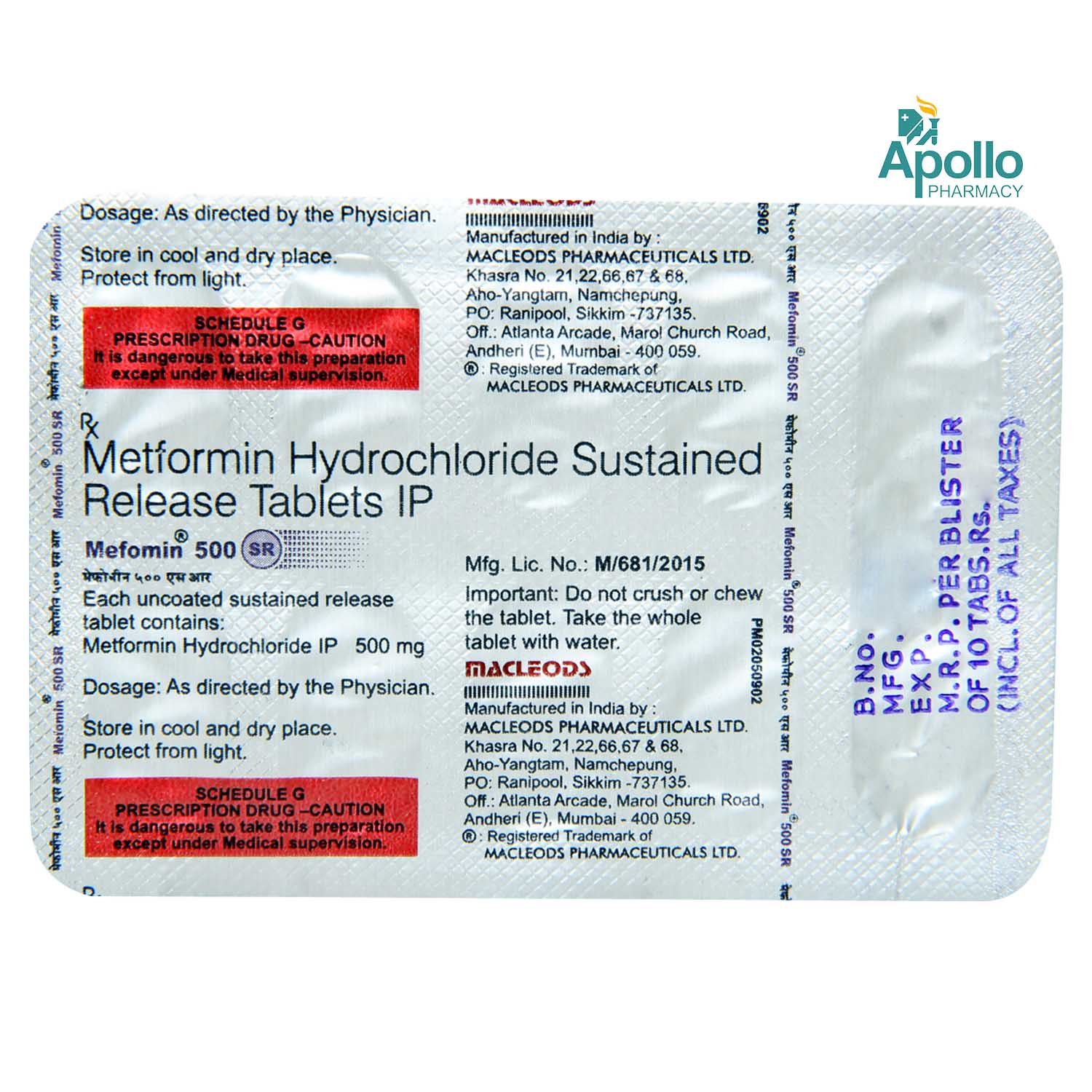 MEFOMIN 500MG SR TABLET Price, Uses, Side Effects, Composition - Apollo ...