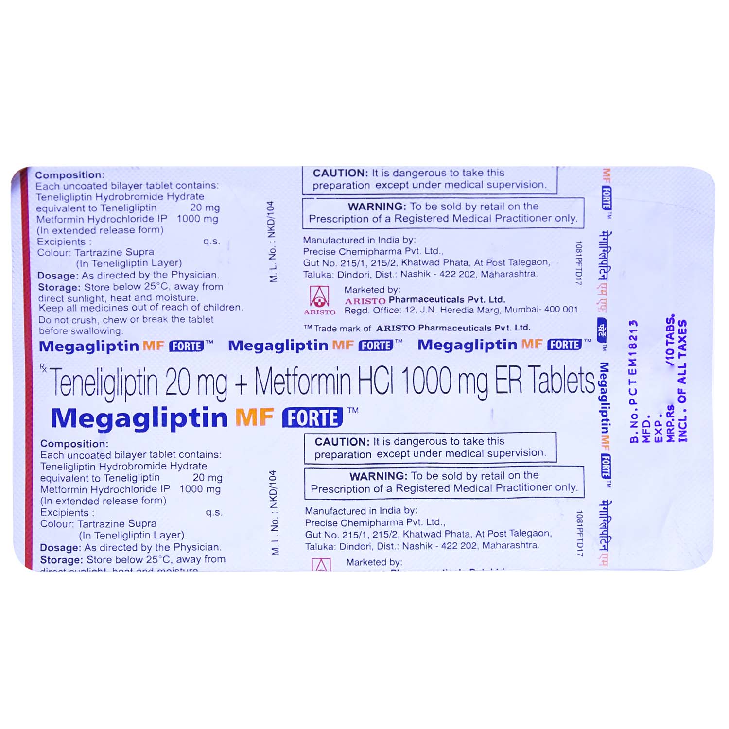Megagliptin MF Forte Tablet 10's Price, Uses, Side Effects, Composition ...