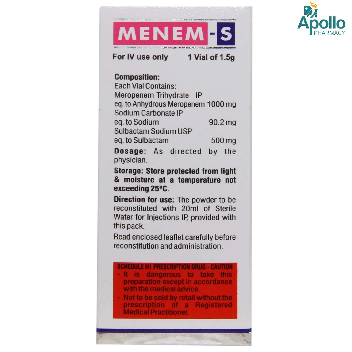 MENEMS INJECTION 1.5GM Price, Uses, Side Effects, Composition - Apollo ...