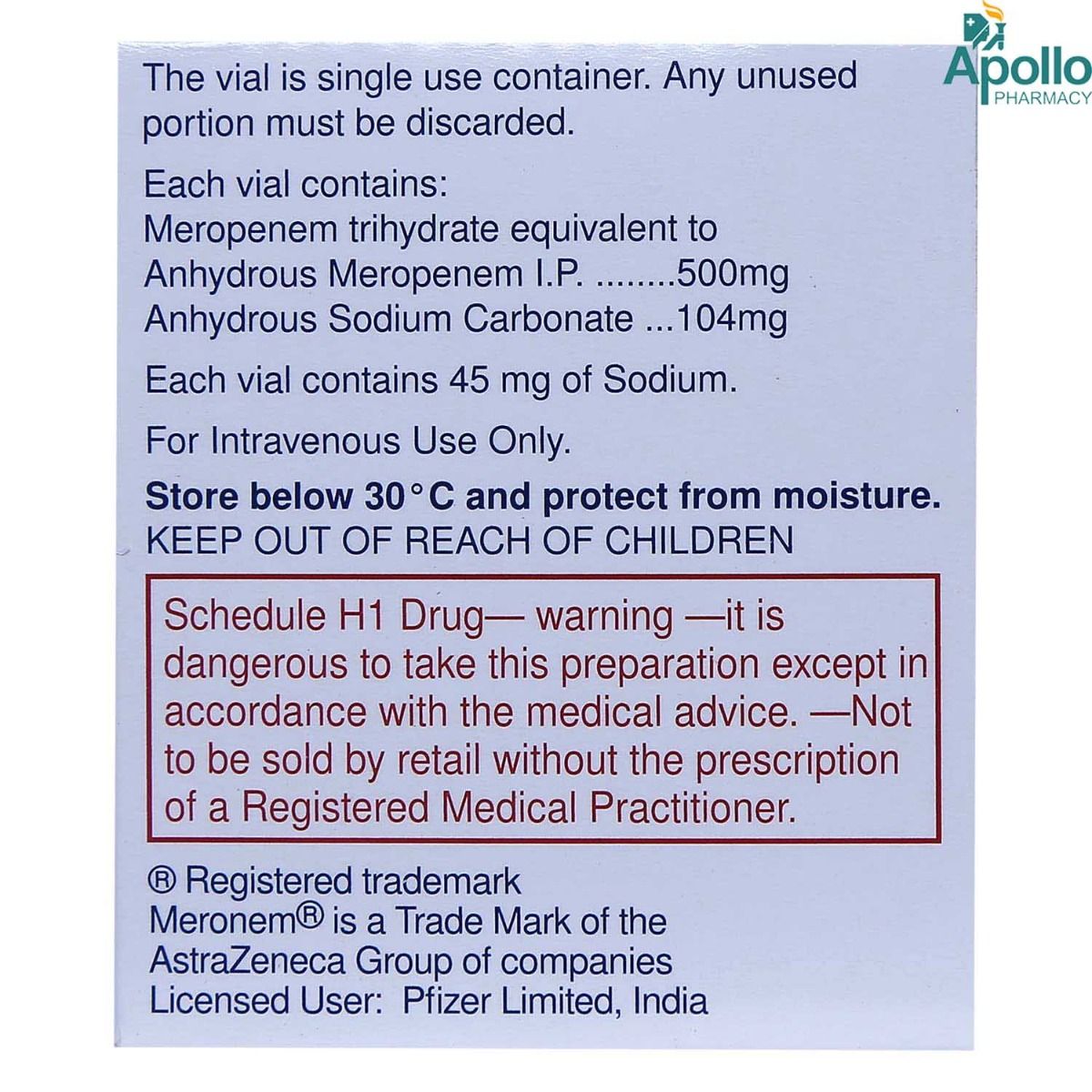 Meronem 500 mg Injection Price, Uses, Side Effects, Composition ...