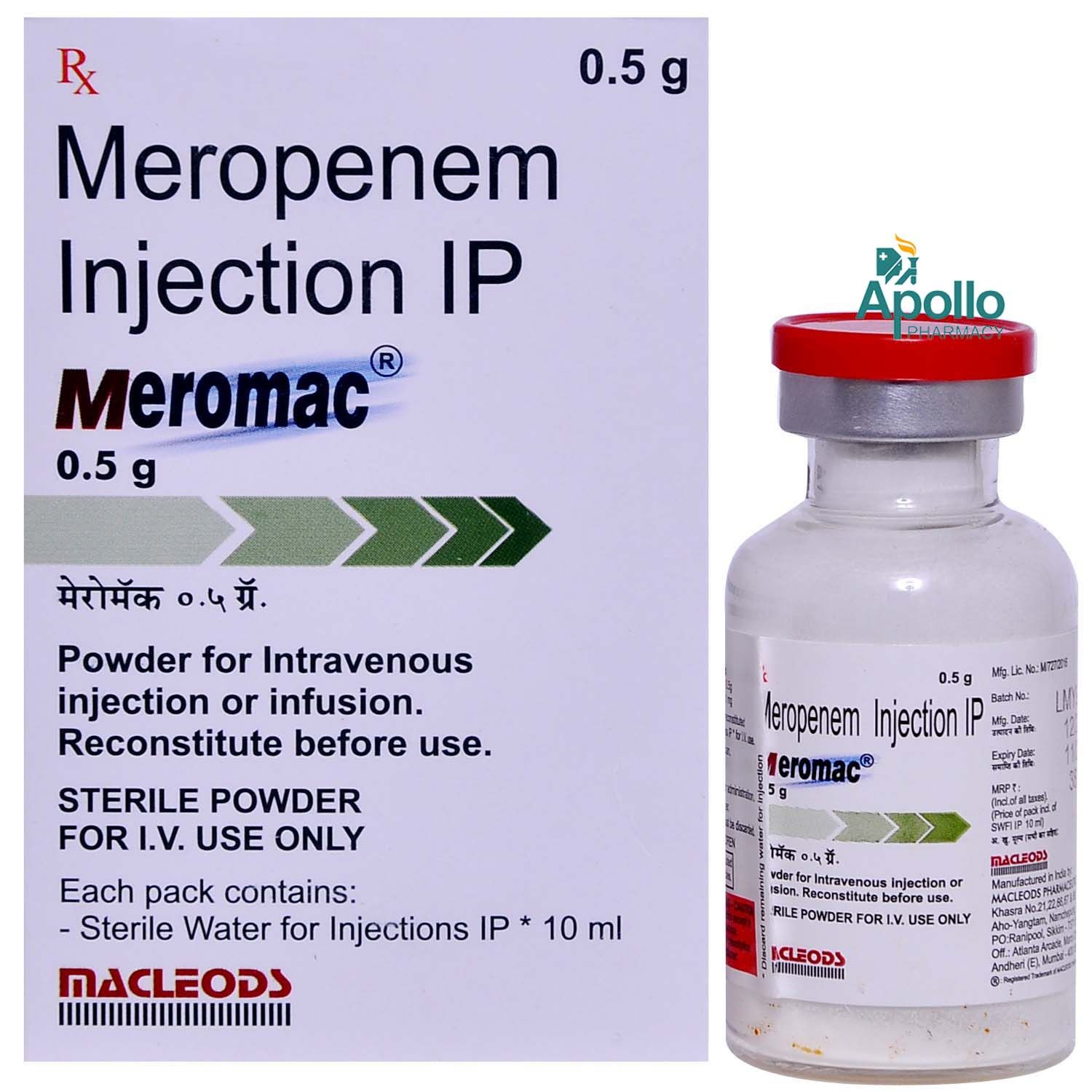 MEROMAC INJECTION 0.5GM Price, Uses, Side Effects, Composition - Apollo ...